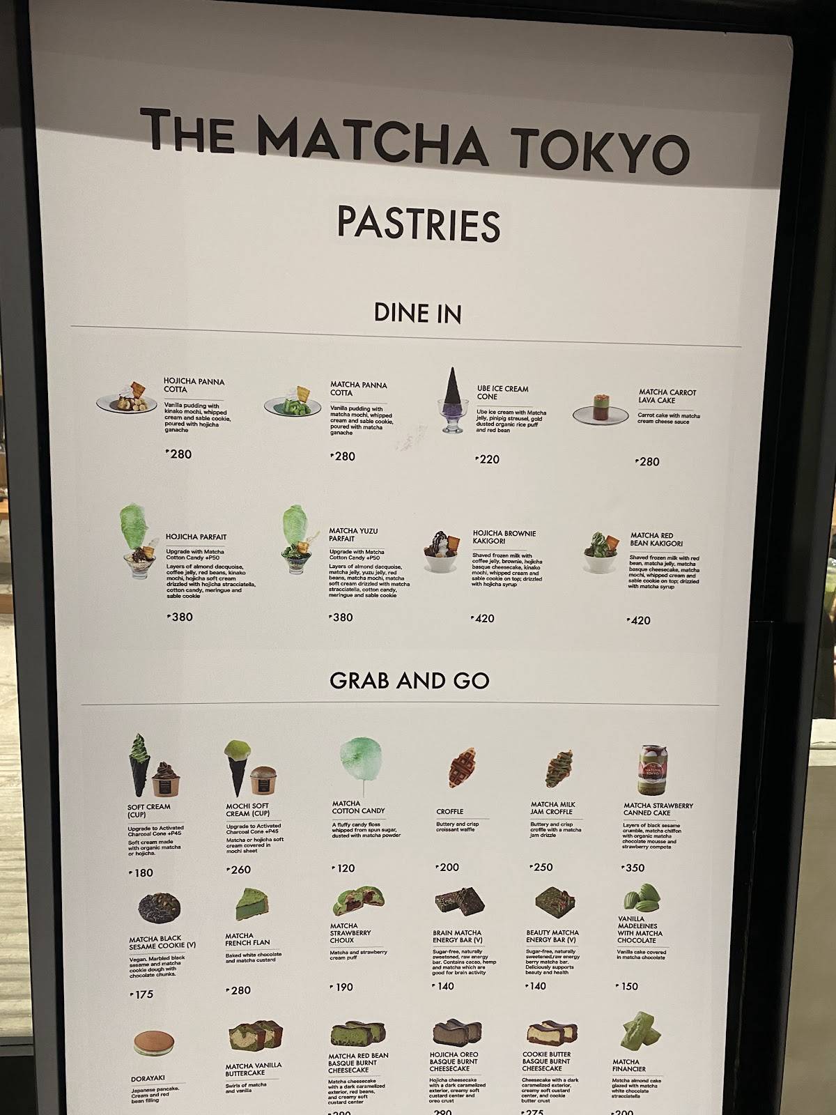 Carta del café The Matcha Tokyo - Ayala Malls Vertis North, Ciudad Quezon
