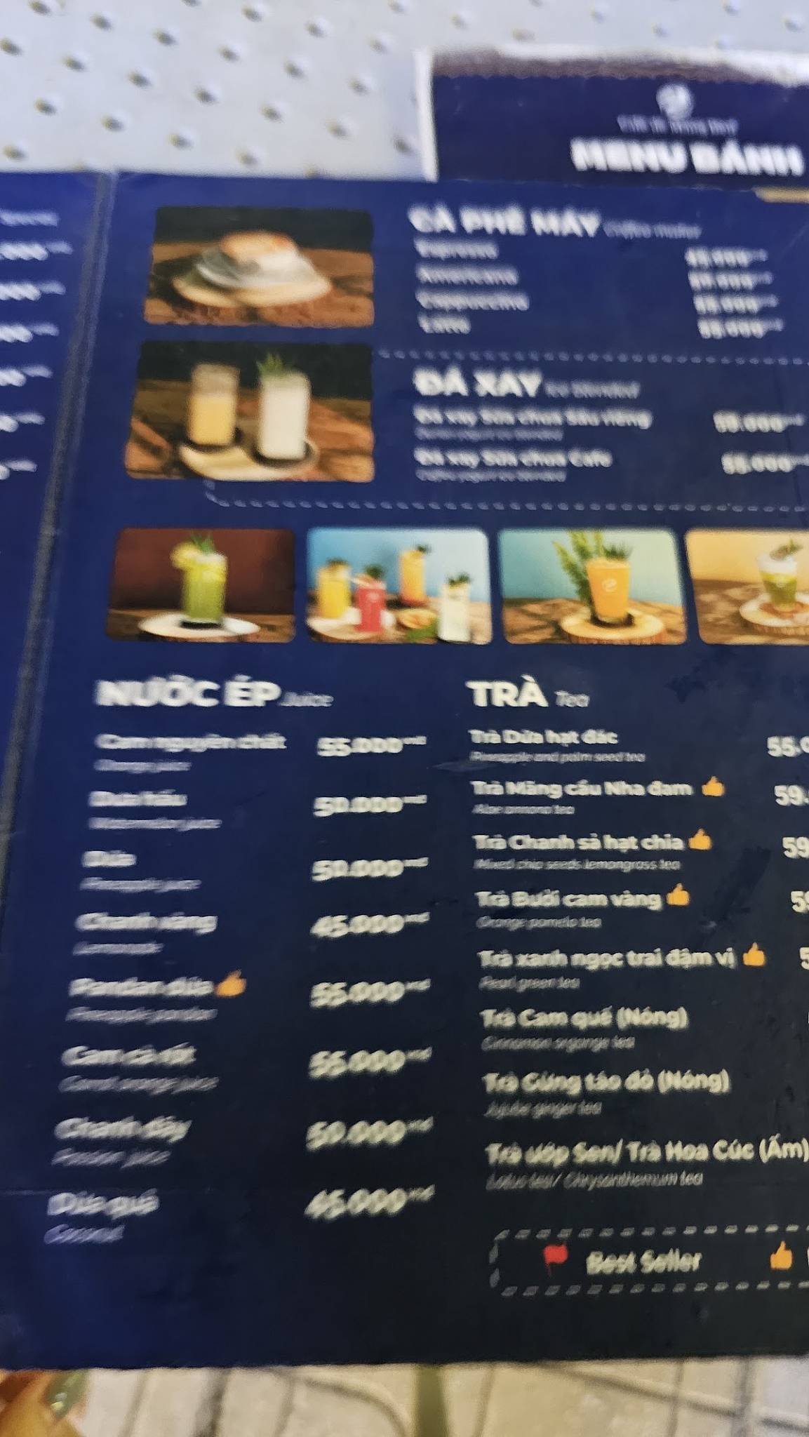 Menu at Café de Măng Đen restaurant, Hanoi