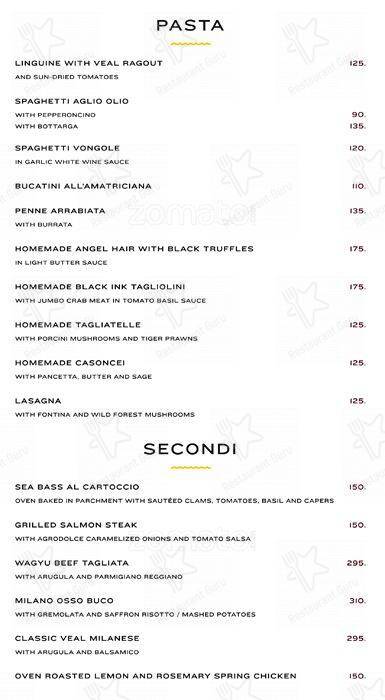 Menu at Caffe Milano pub & bar, Jakarta, Central Dept. Store Ground ...
