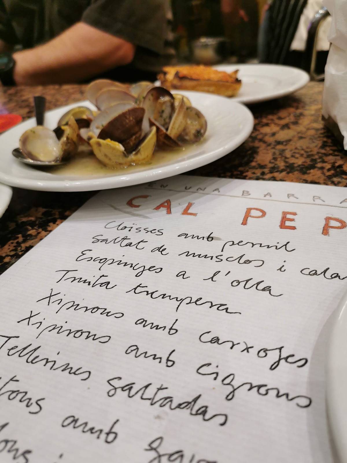 Menu at Cal Pep pub & bar, Barcelona, Plaça de les Olles