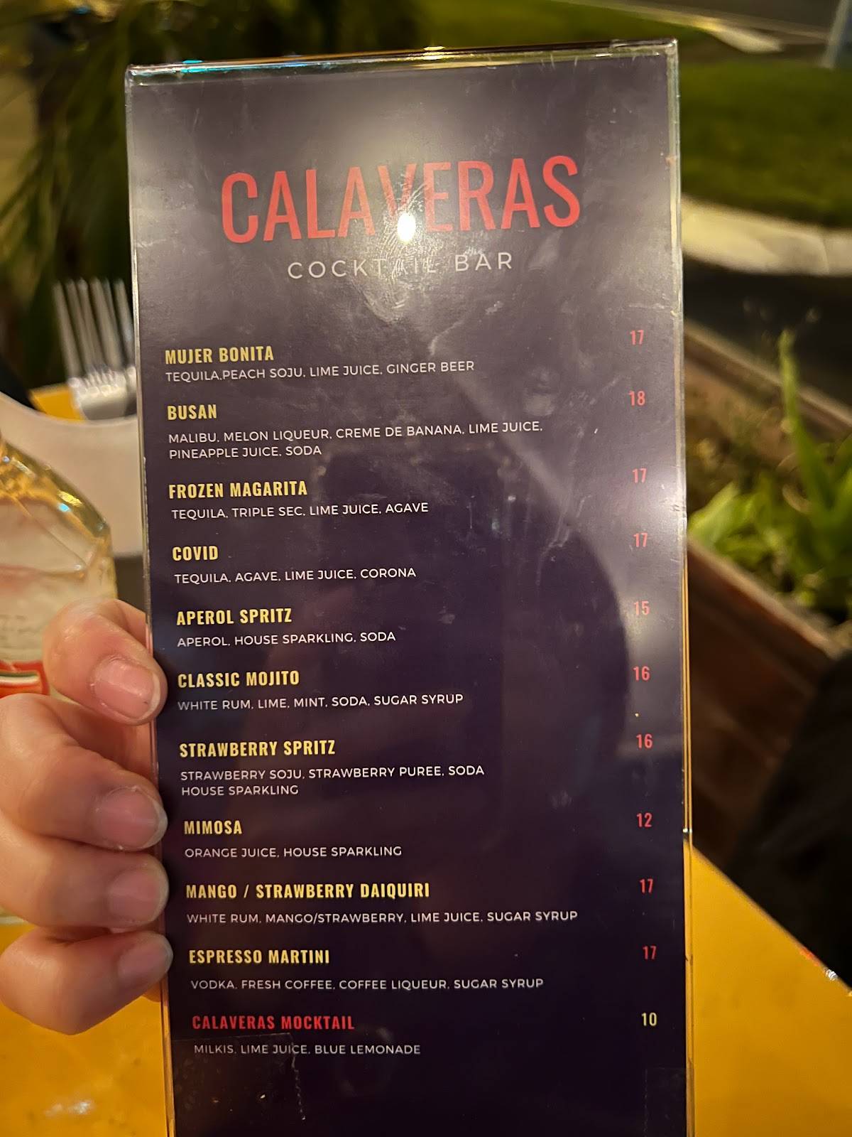 Menu at Calaveras Street Fusion restaurant, Parramatta Park