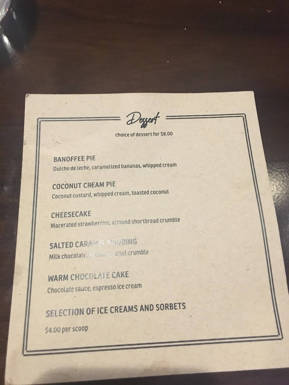 Menu at Flower and Wolf Calgary restaurant, Calgary