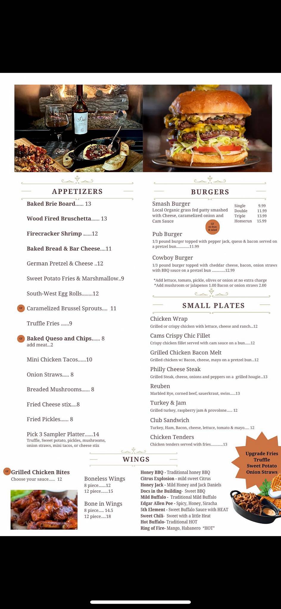 Menu at Cams Brick Oven restaurant, Saint Charles