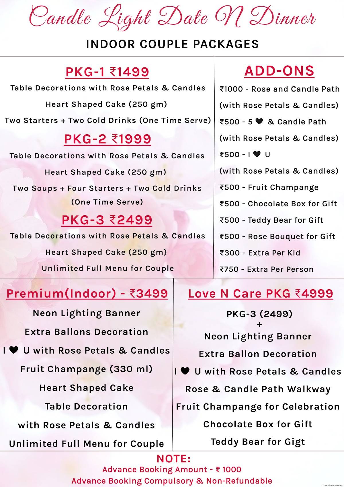 Menu at Candle Light Date N Dinner & Rooftop Restaurant Vadodara, Vadodara