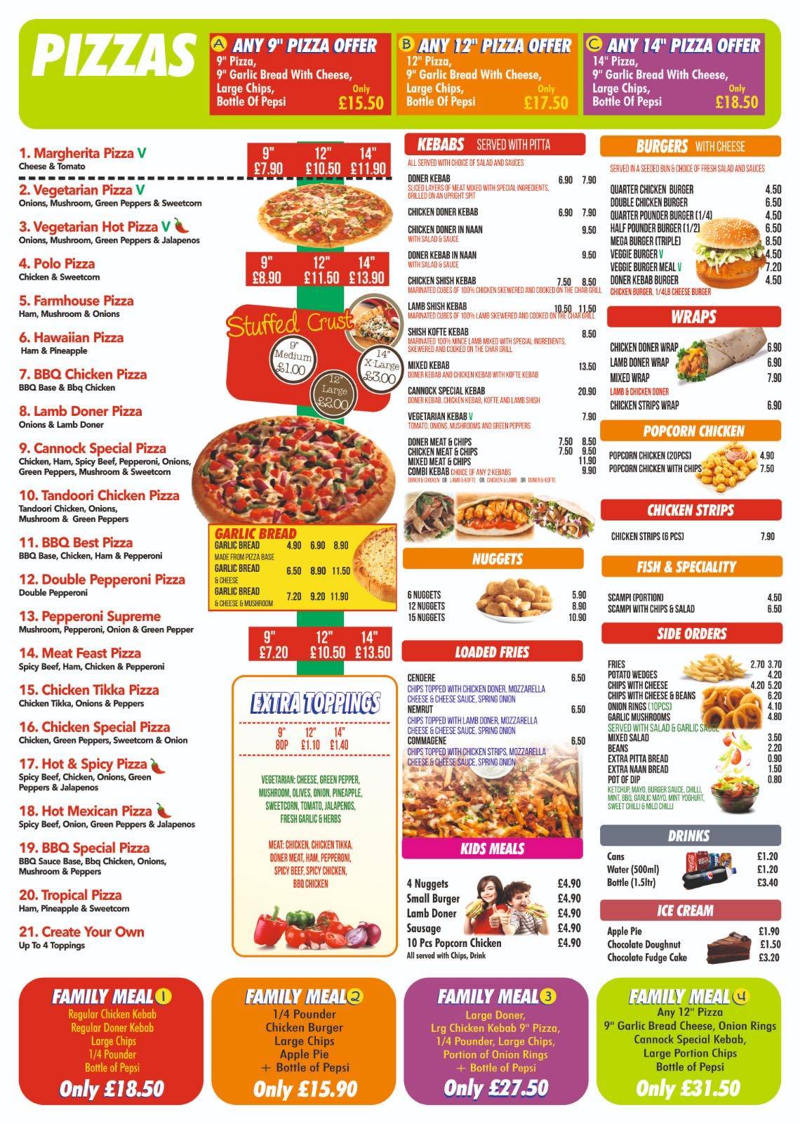 Menu at Cannock Kebab House fast food, Cannock