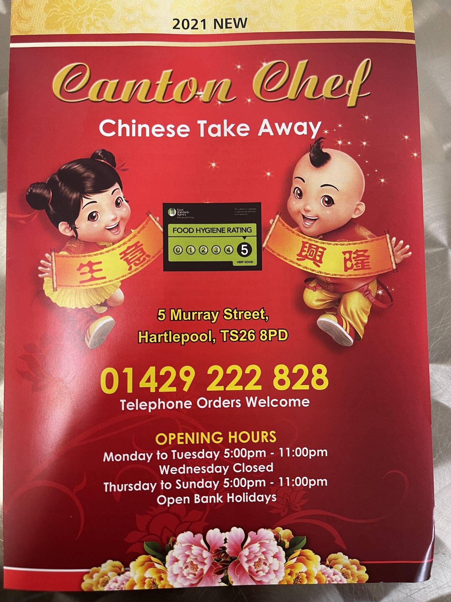 Menu at Canton Chef fast food, Hartlepool