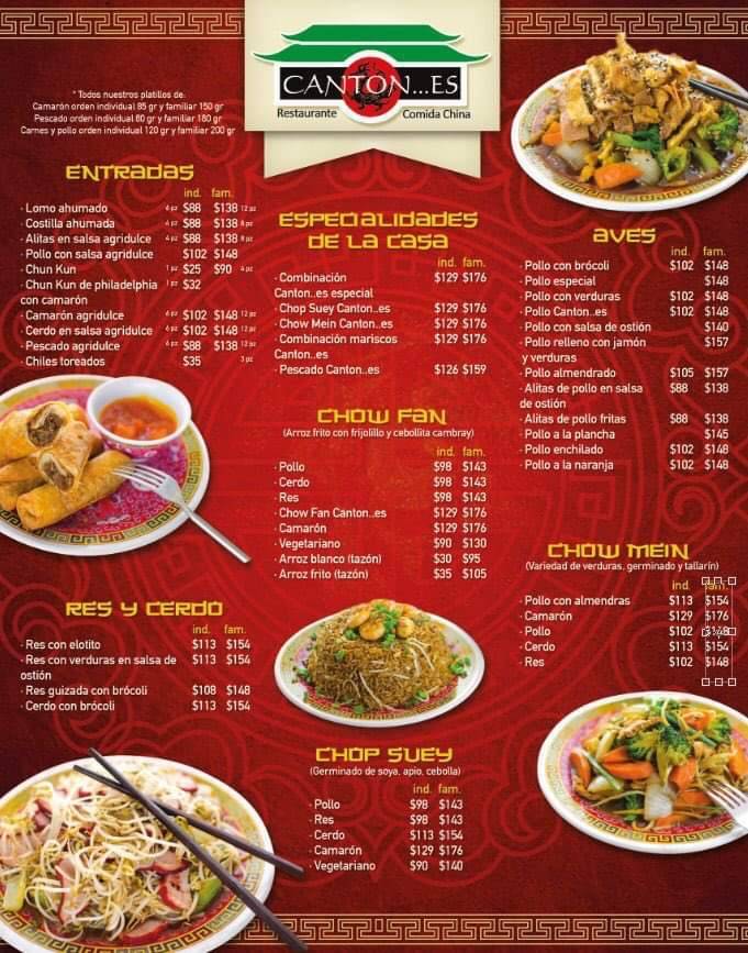 Carta del restaurante Canton...Es, Tepic