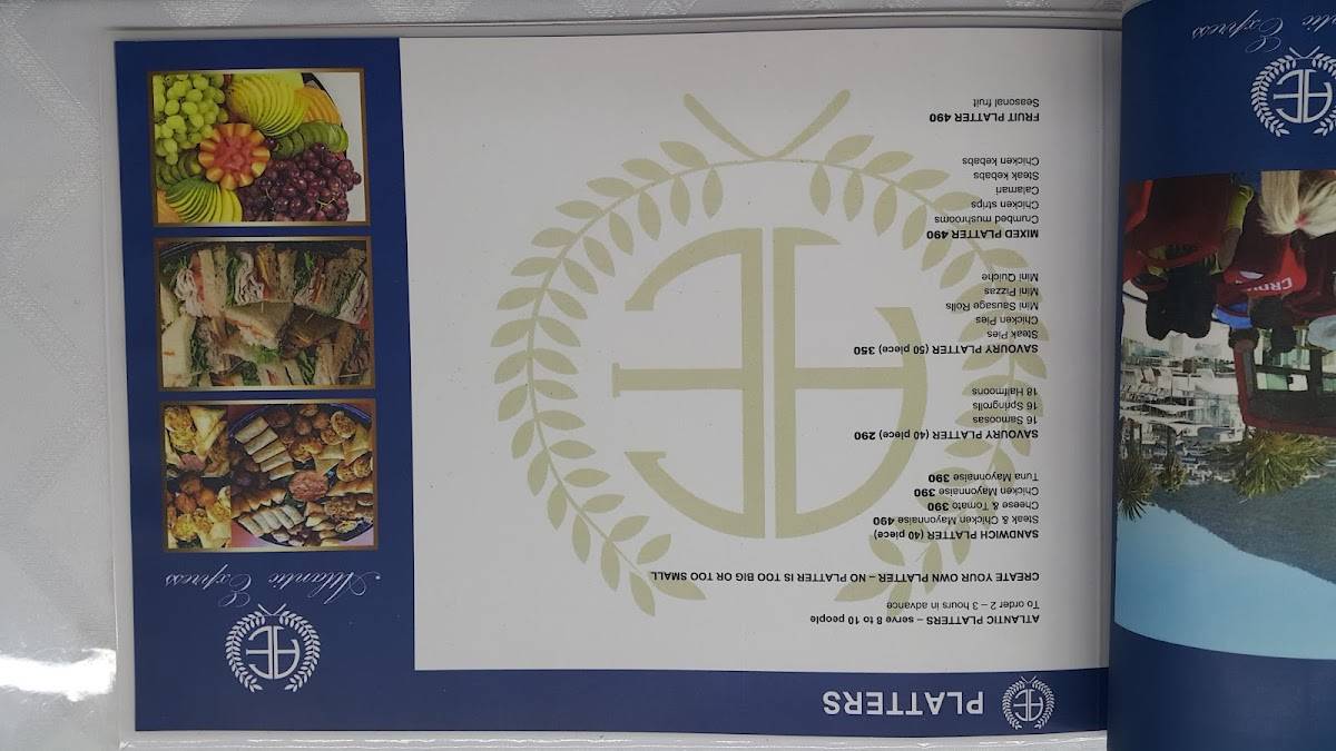 Menu at Atlantic Express Train Restaurant, Cape Town