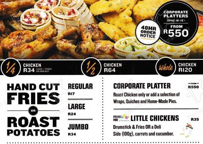 Menu au PRIMI Roastery restaurant, Le Cap, V&A Waterfront