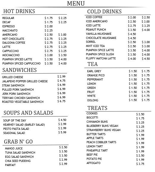 Menu au Capital B Cafe, Mississauga, N Service Rd #8