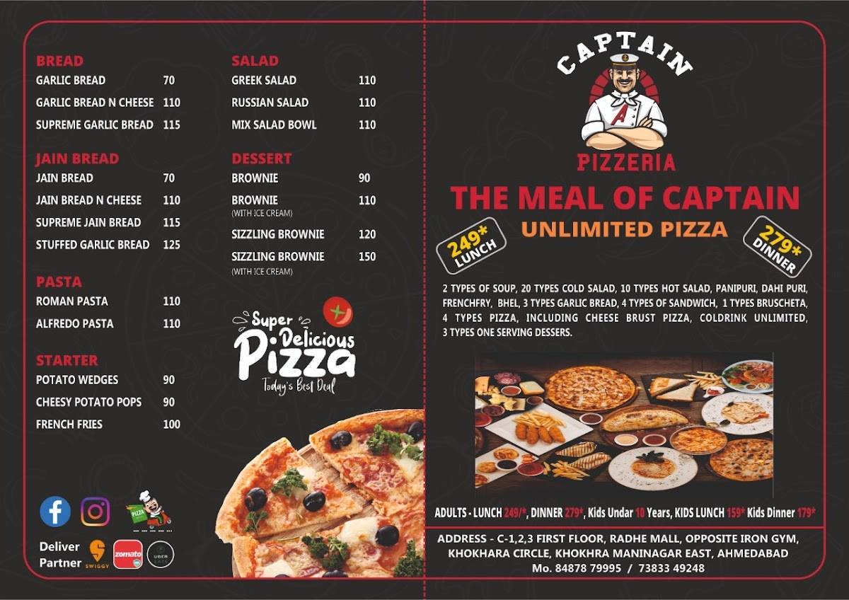 Menu at CAPTAIN A PIZZERIA, Ahmedabad