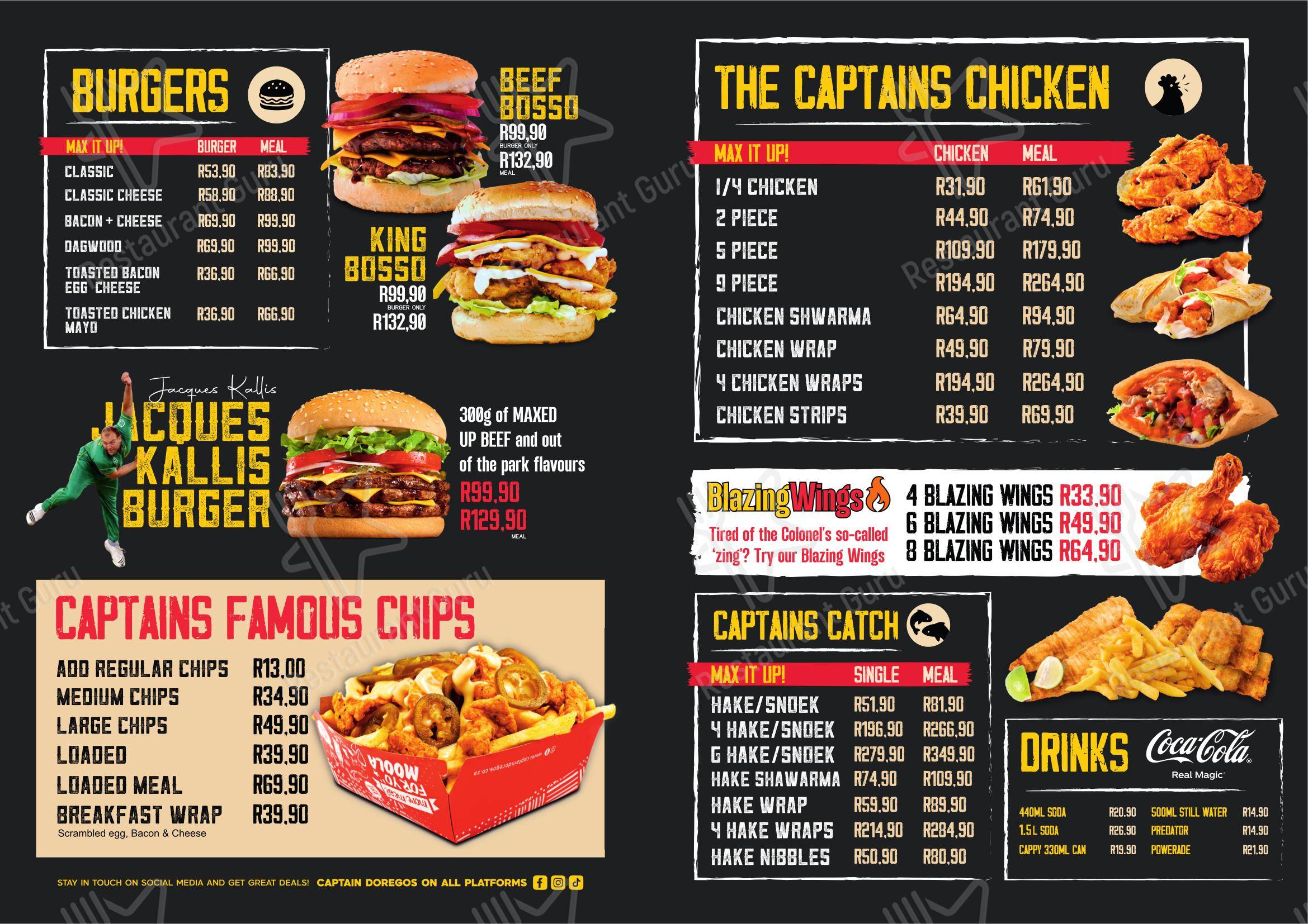 Menu at Captain DoRegos Lebowakgomo restaurant, Lebowakgomo