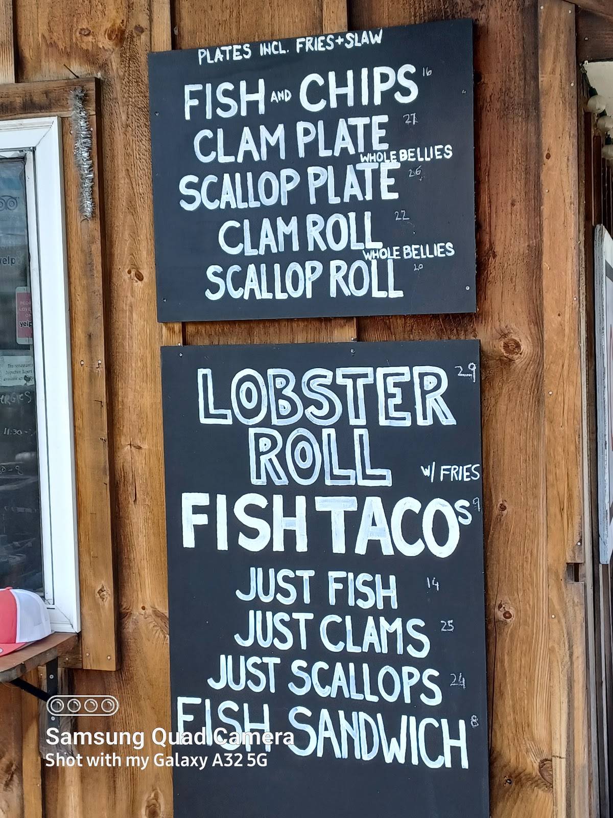 Menu at Captain Jack's Roadside Shack restaurant, Easthampton