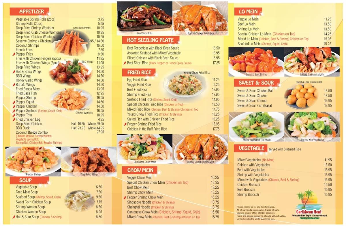 Menu at Caribbean Heat restaurant, Pickering