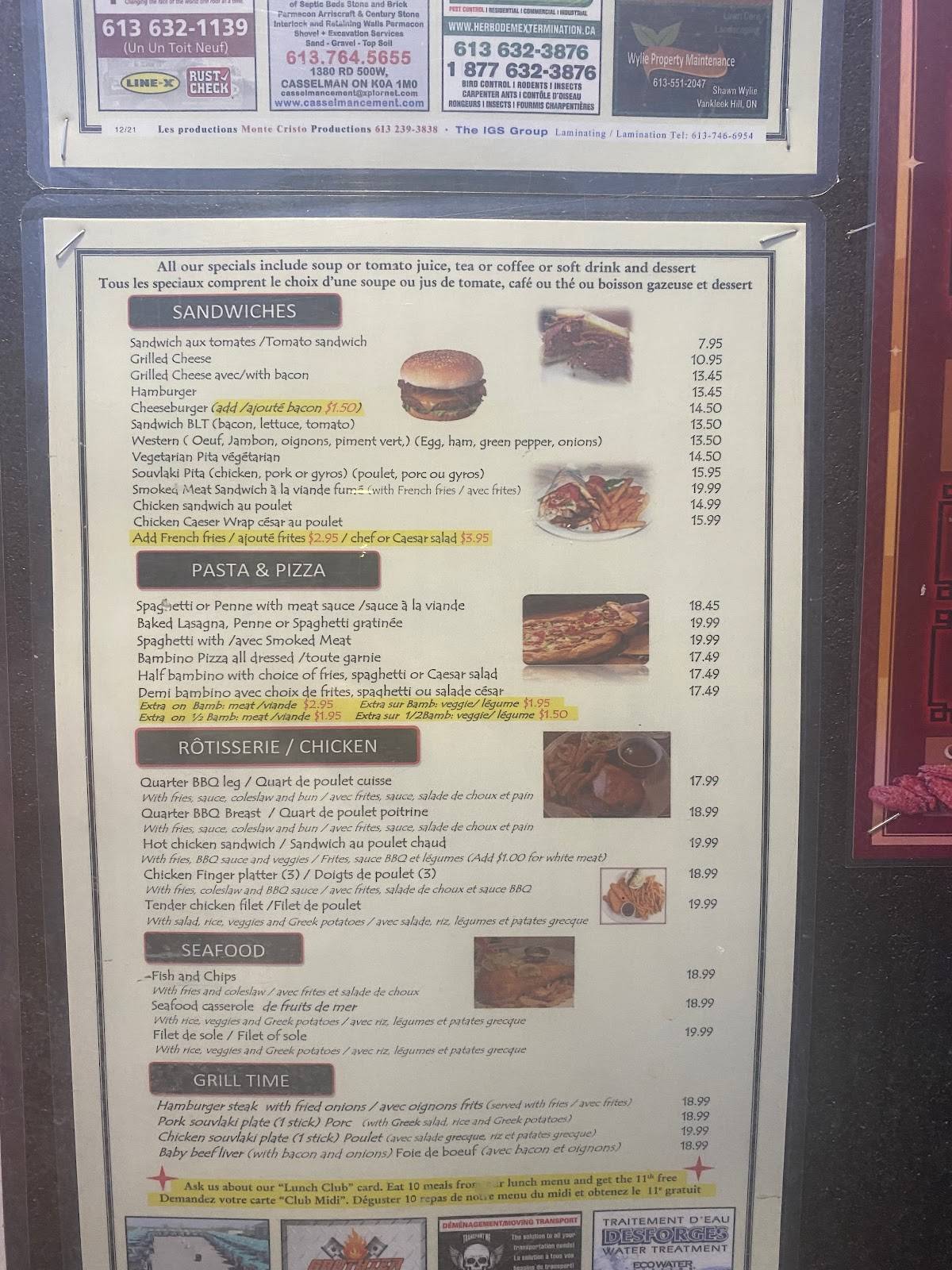 Menu at Carole's Restaurant Hawkesbury, Hawkesbury