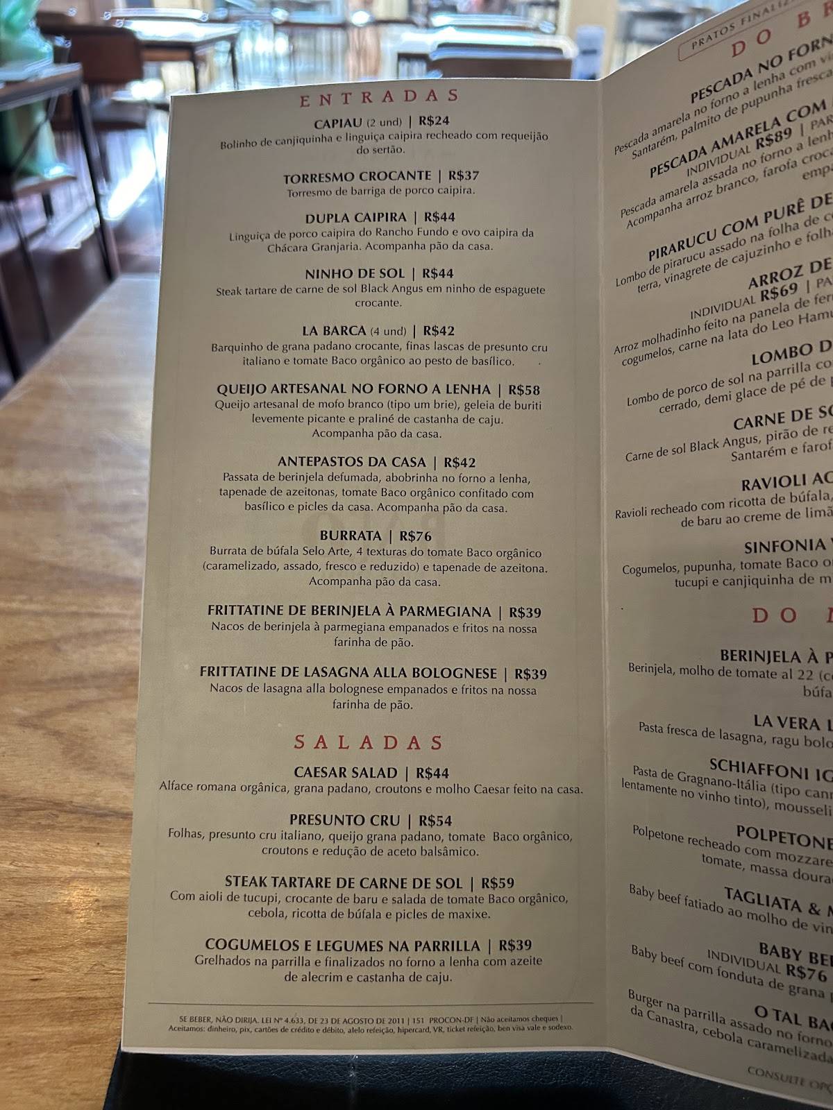 Menu em Casa Baco restaurante, Brasília, Casa Park ST SGCV/SUL Lote 22 ...