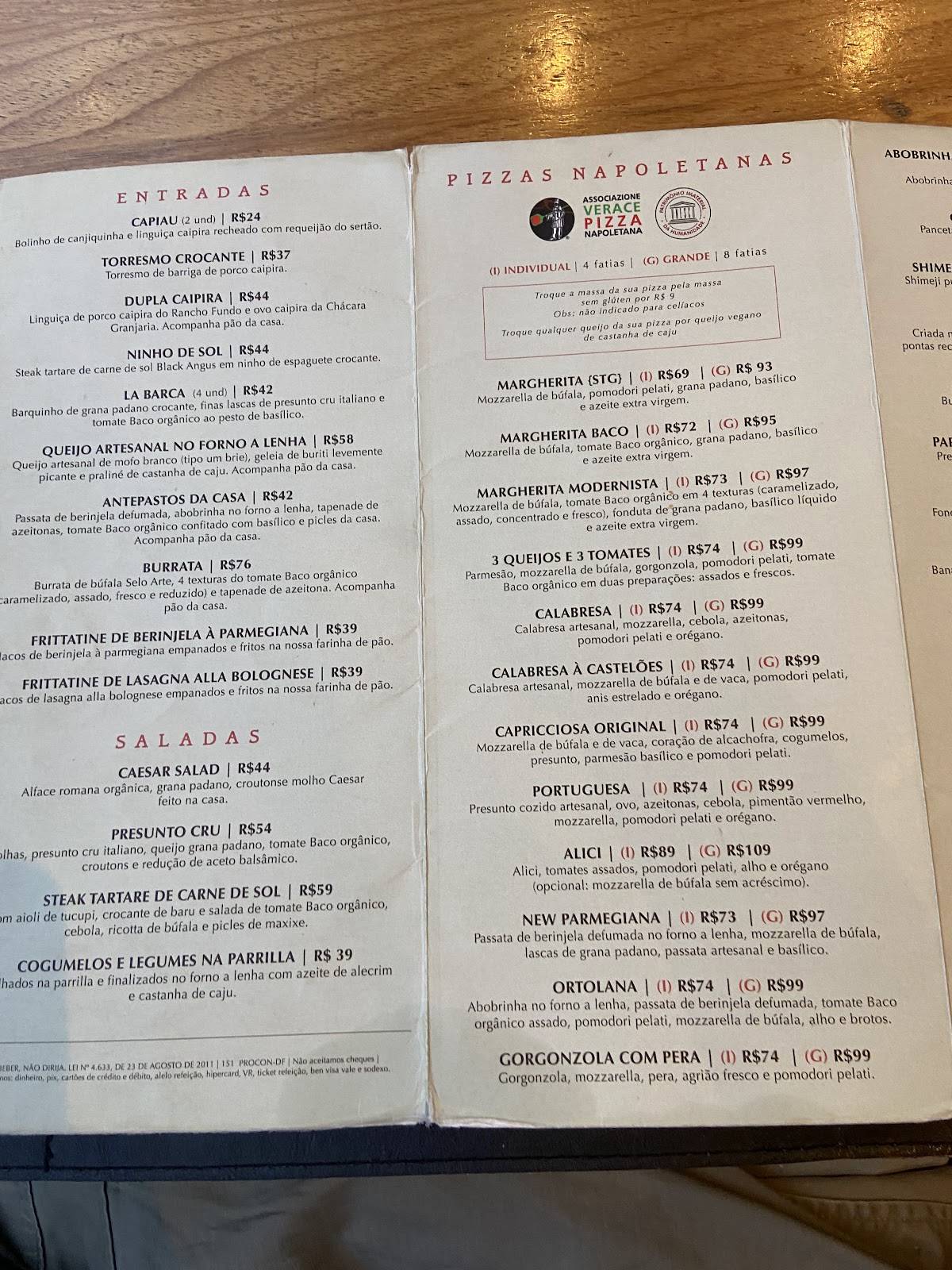 Menu em Casa Baco restaurante, Brasília, SGCV Sul - Lote 22