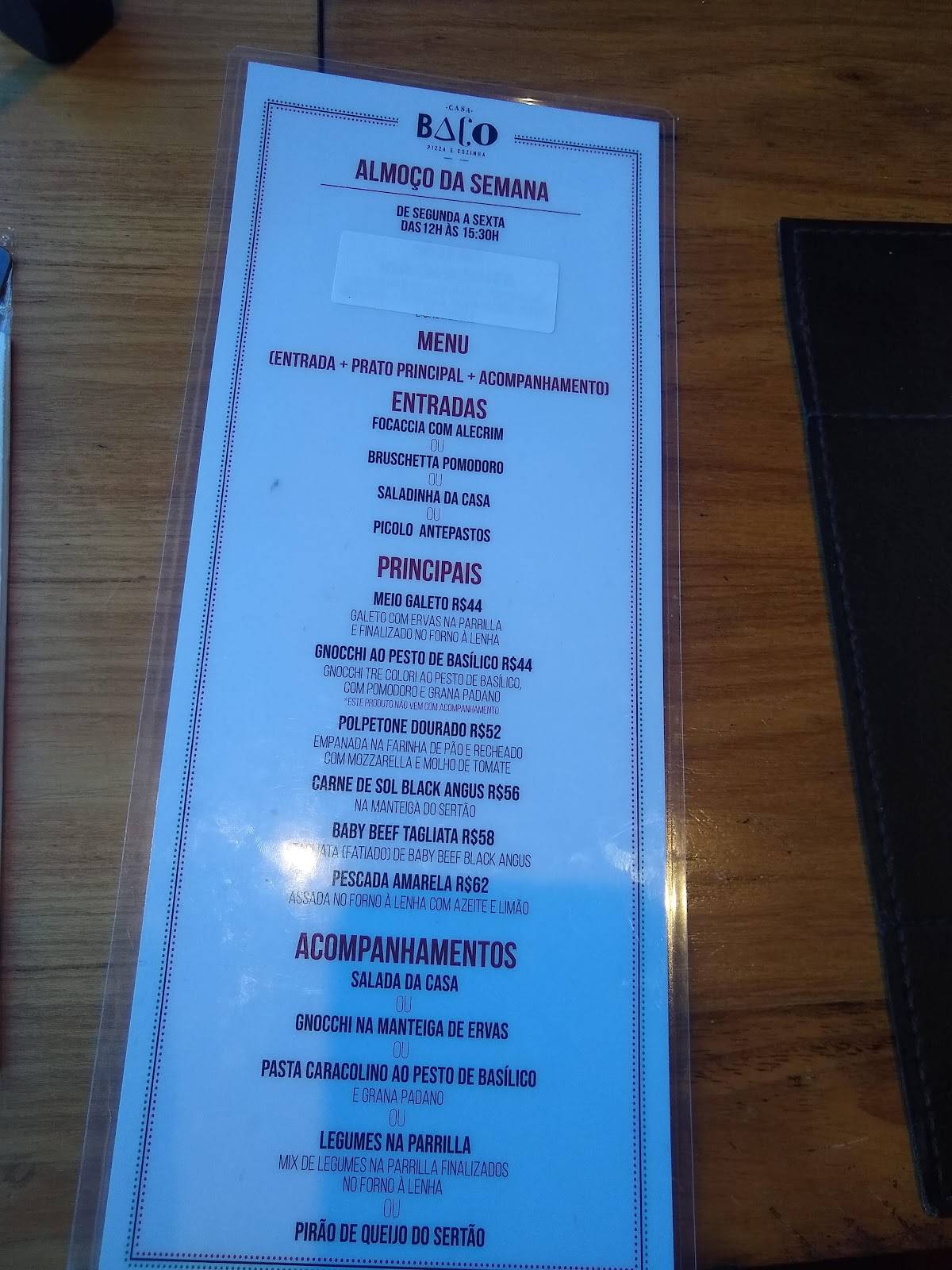 Menu em Casa Baco restaurante, Brasília, Casa Park ST SGCV/SUL Lote 22 ...