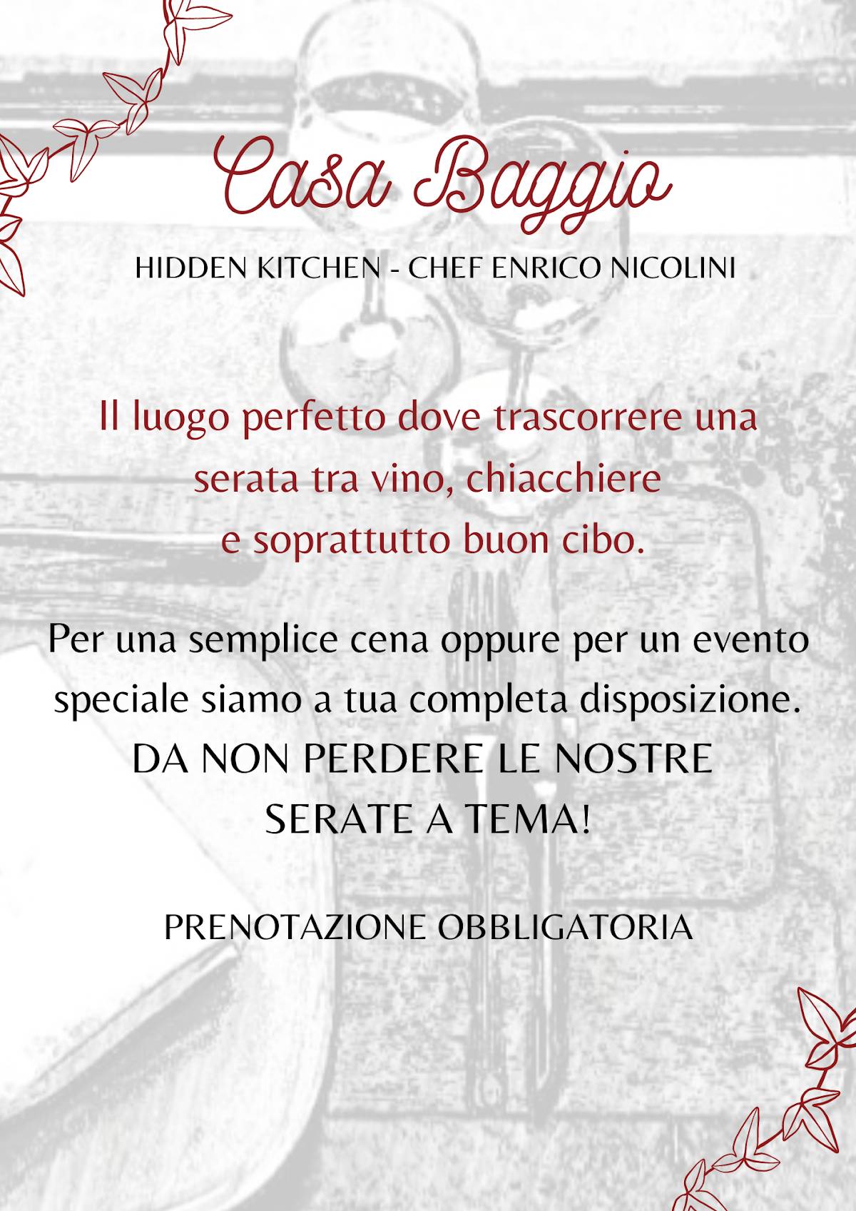 Menu au Casa Baggio - Hidden Kitchen restaurant, Milan