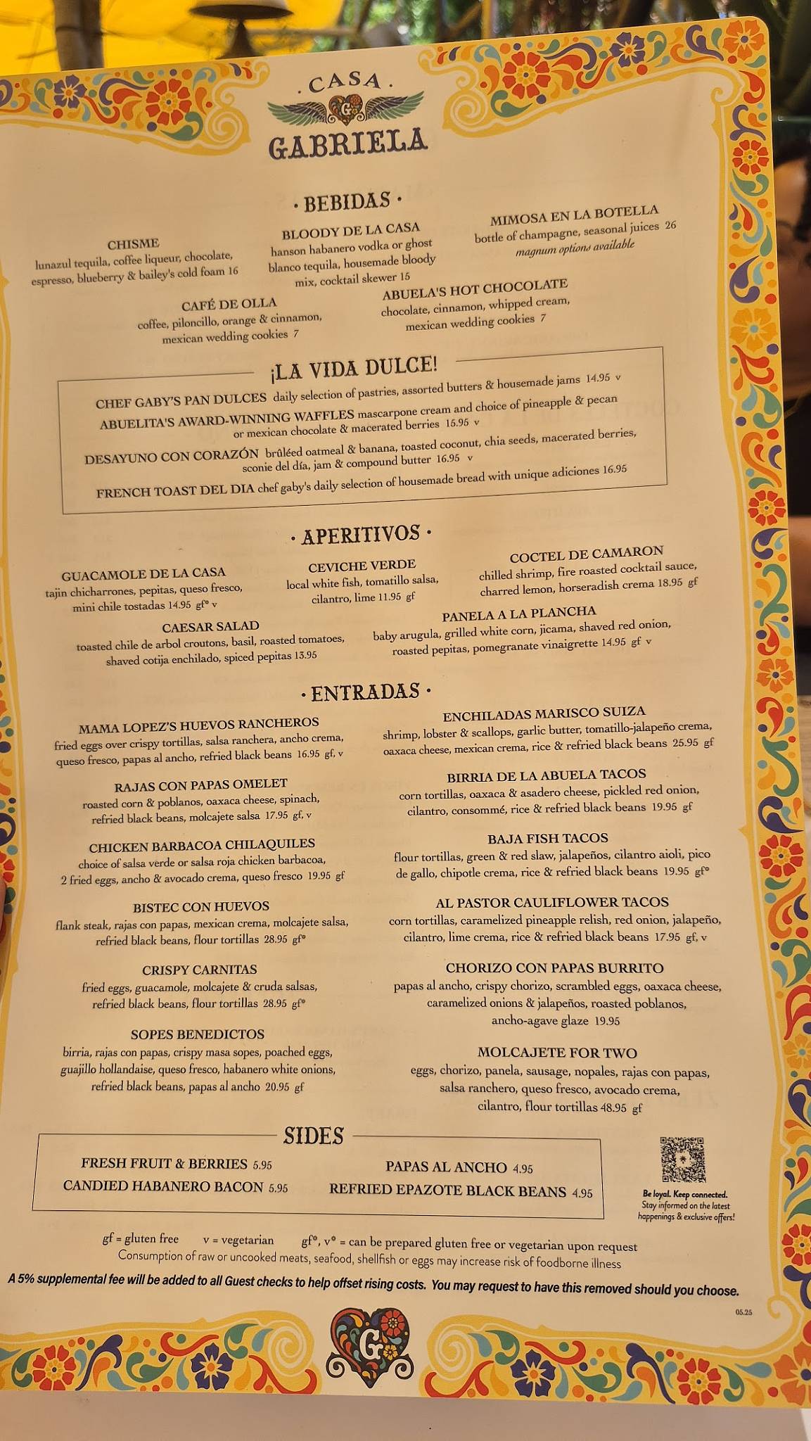 Menu at Casa Gabriela restaurant, La Mesa