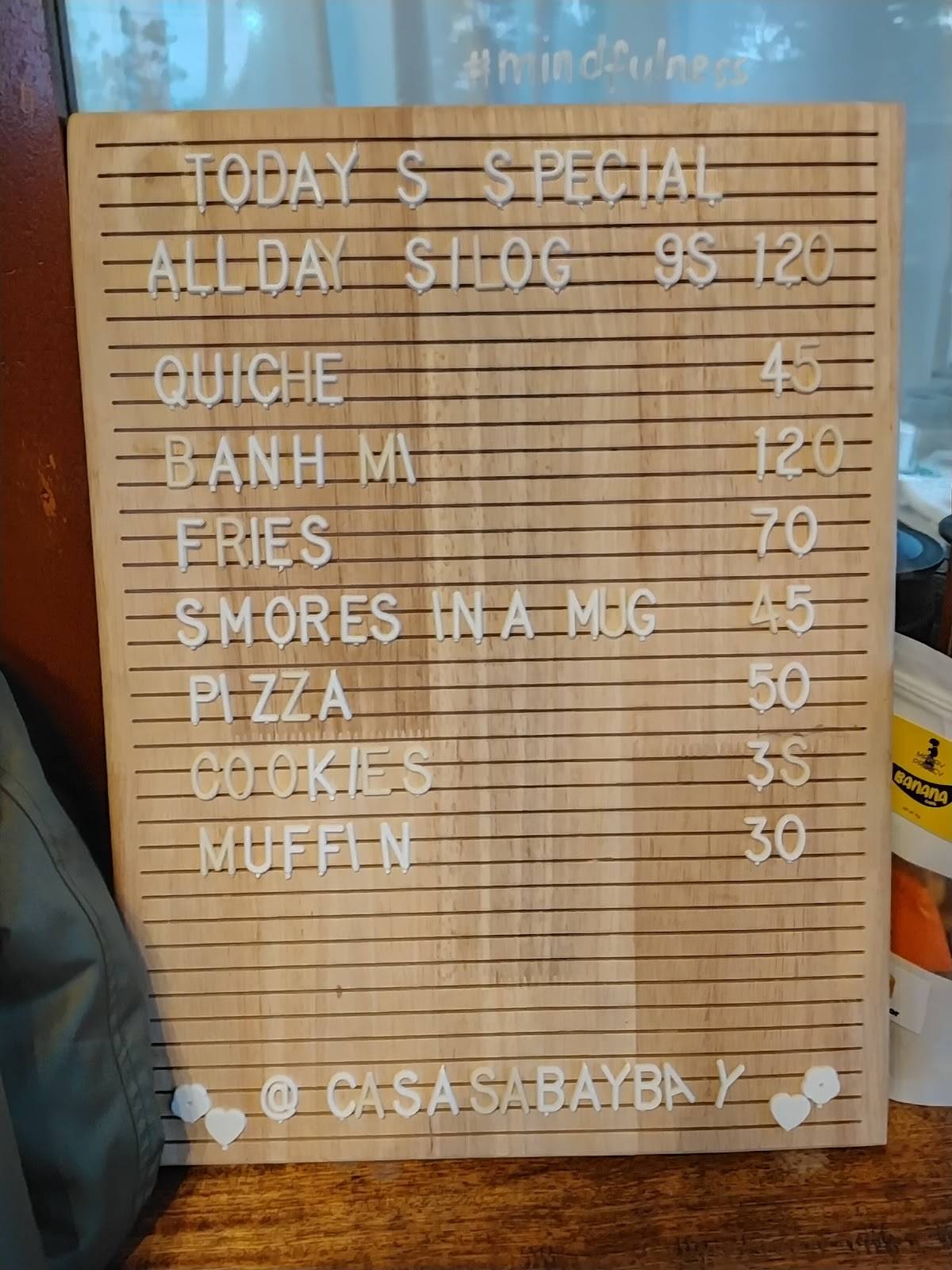 Menu at Casa Sa Baybay, San Jose