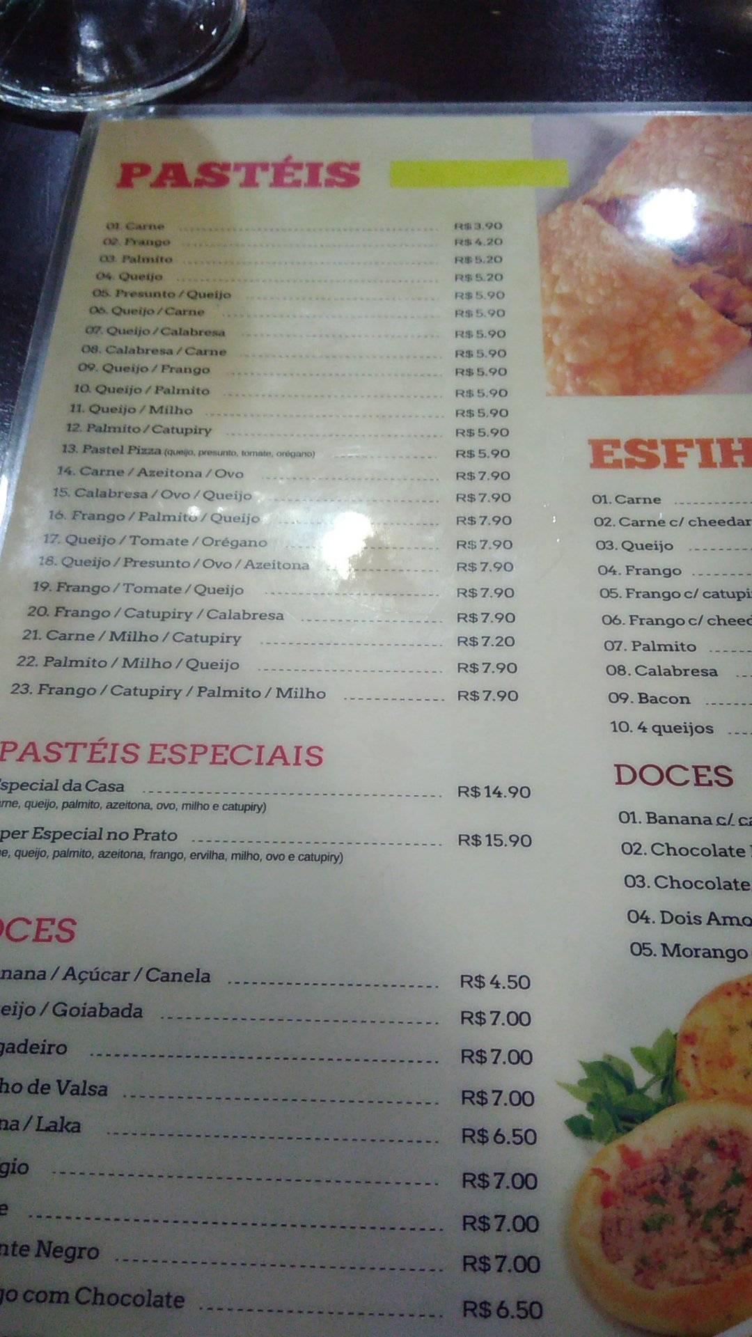 Menu at Casa do Pastel Pastelaria restaurant, Lapa, R. Francisco Braga