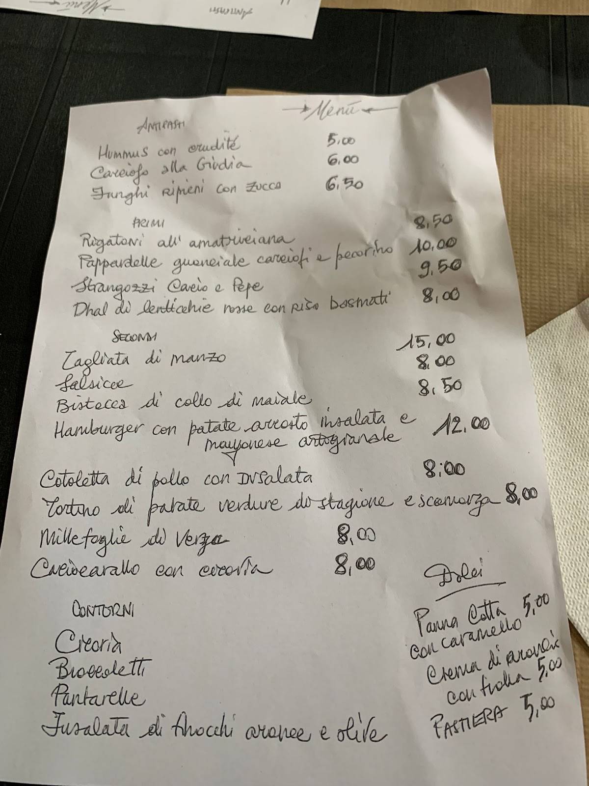 Menu da Casetta Rossa ristorante, Roma
