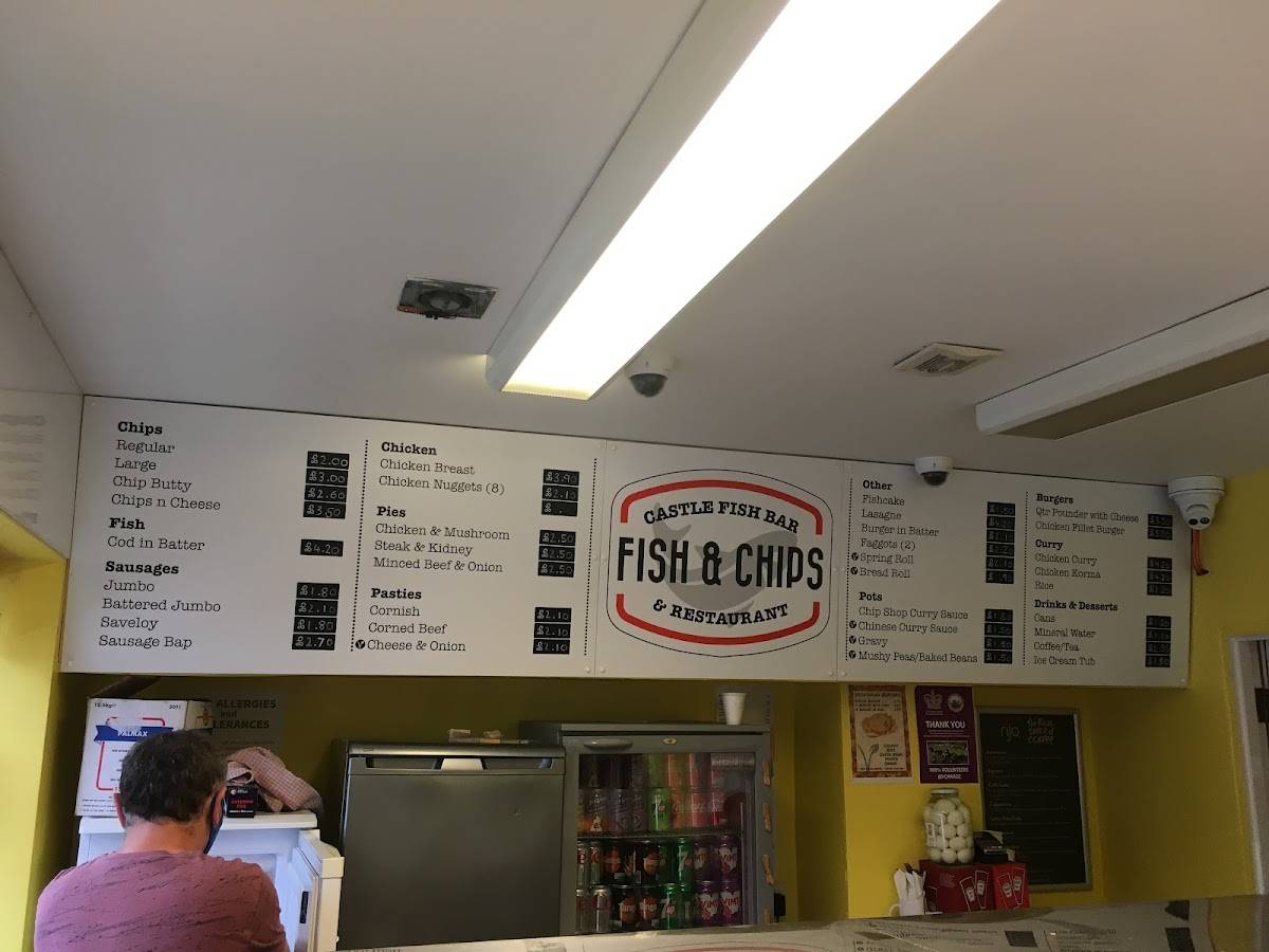 Menu at Castle Fish & Chips restaurant, Talgarth, Bronllys Rd