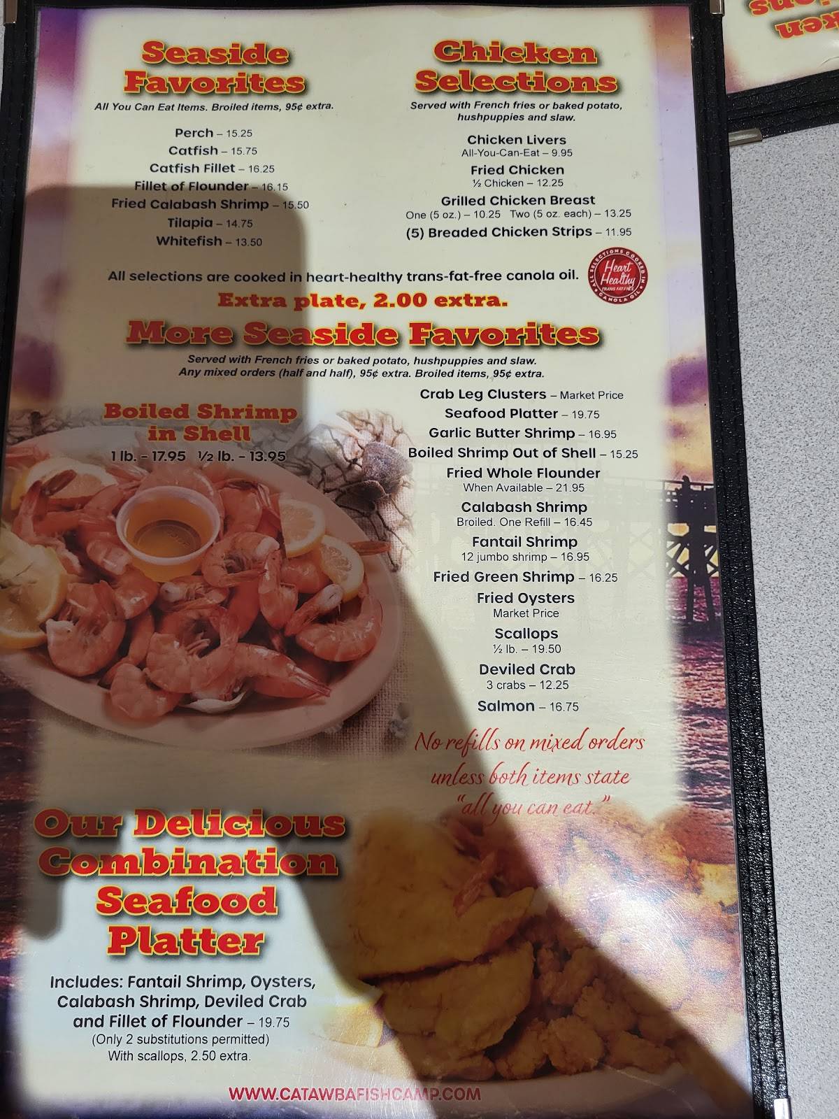 Menu at Catawba Fish Camp restaurant, Fort Lawn