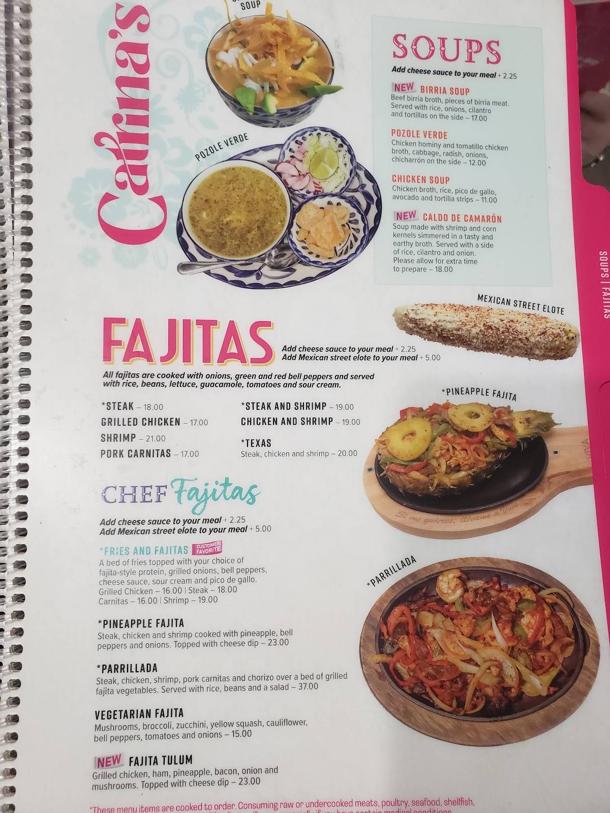 Menu at Catrinas Tacos & Tequilas restaurant, Independence