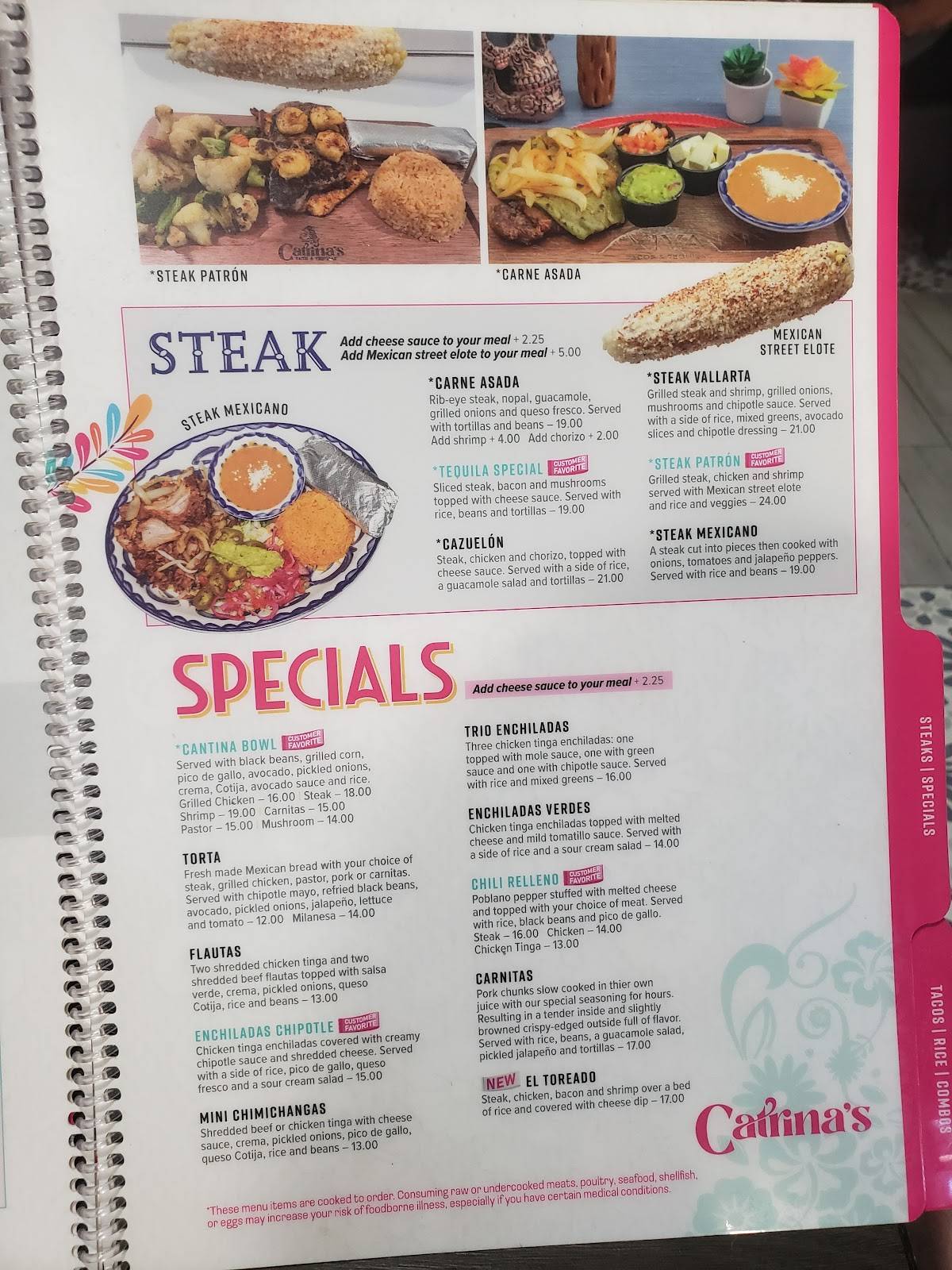 Menu at Catrinas Tacos & Tequilas restaurant, Independence