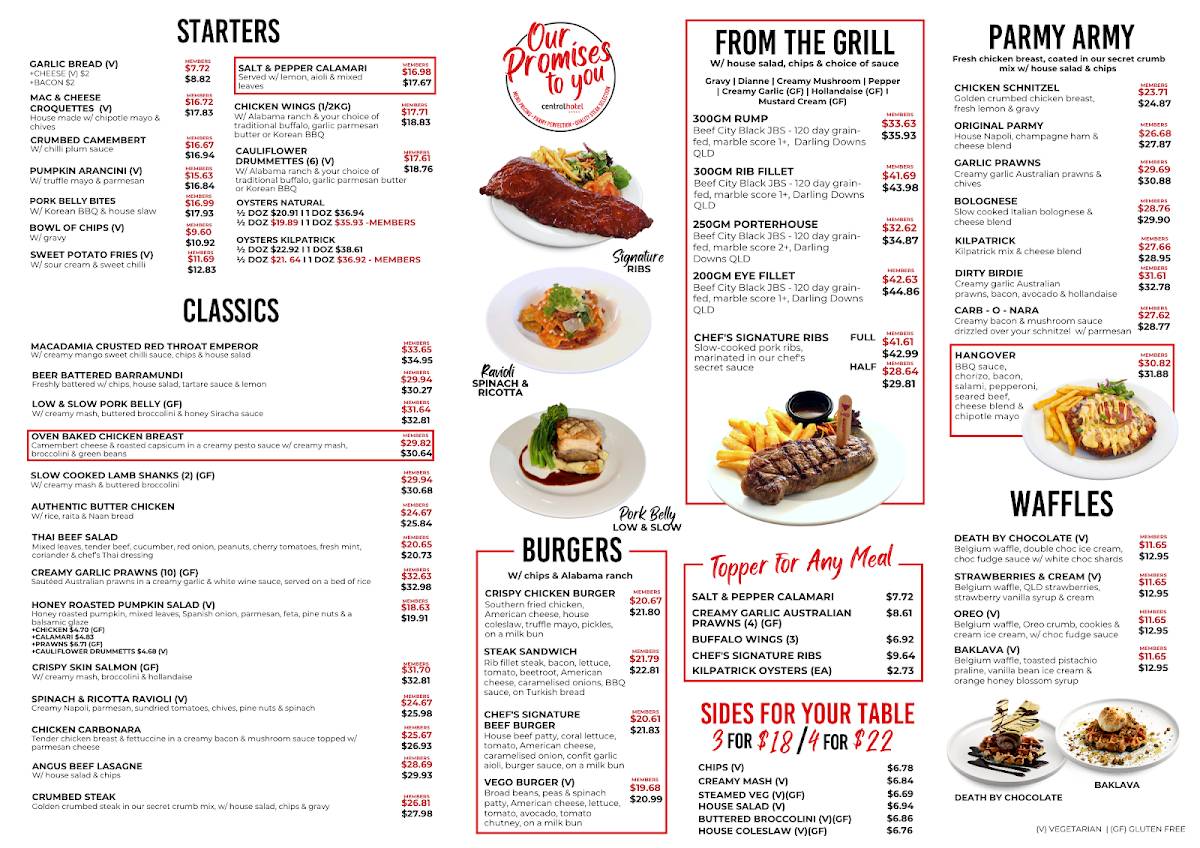 Menu at Central Hotel Bowen pub & bar, Bowen