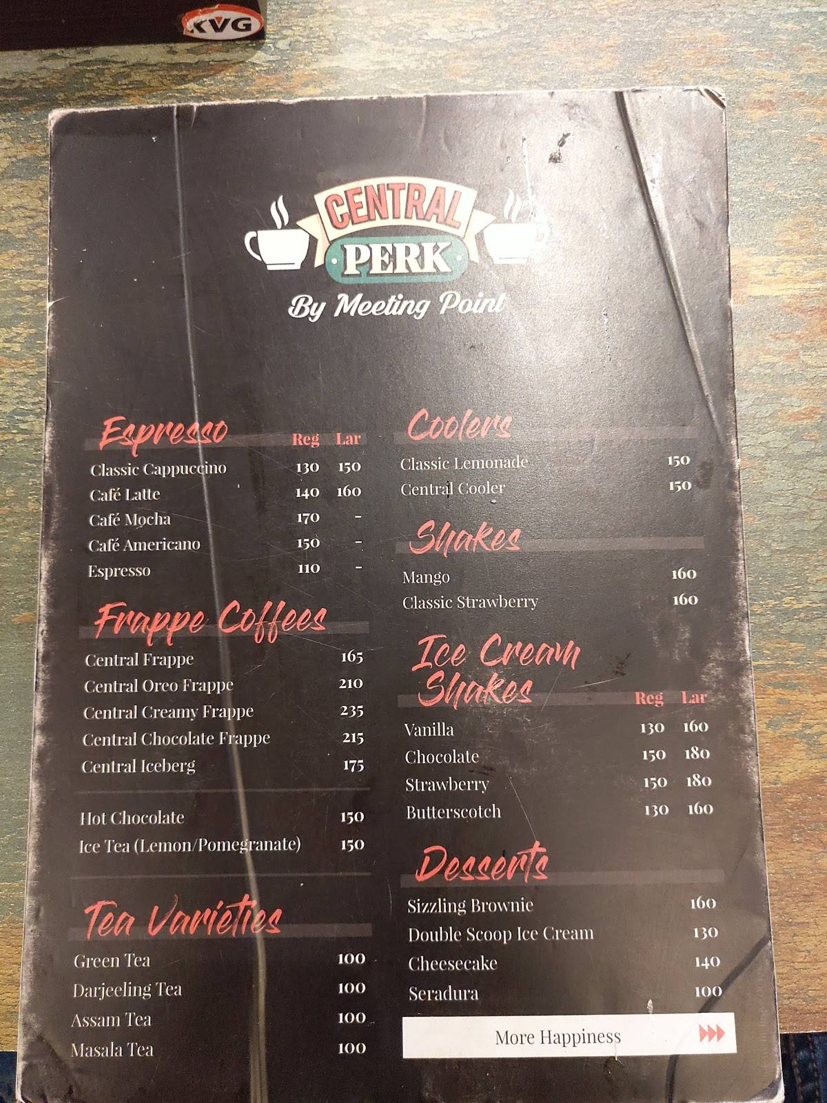 Menu at Central Perk Cafe - Goa, Dona Paula