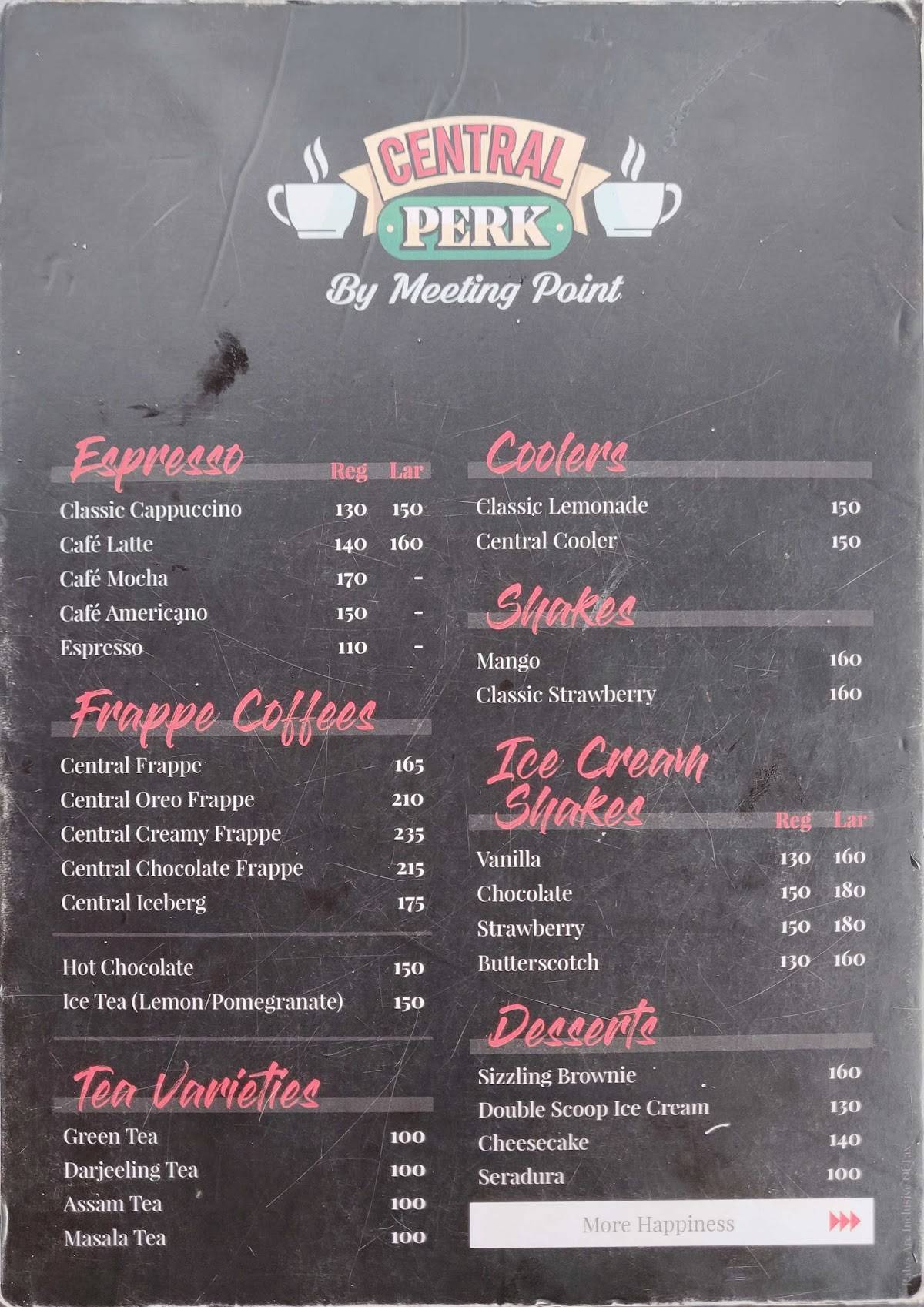 Menu at Central Perk Cafe - Goa, Dona Paula