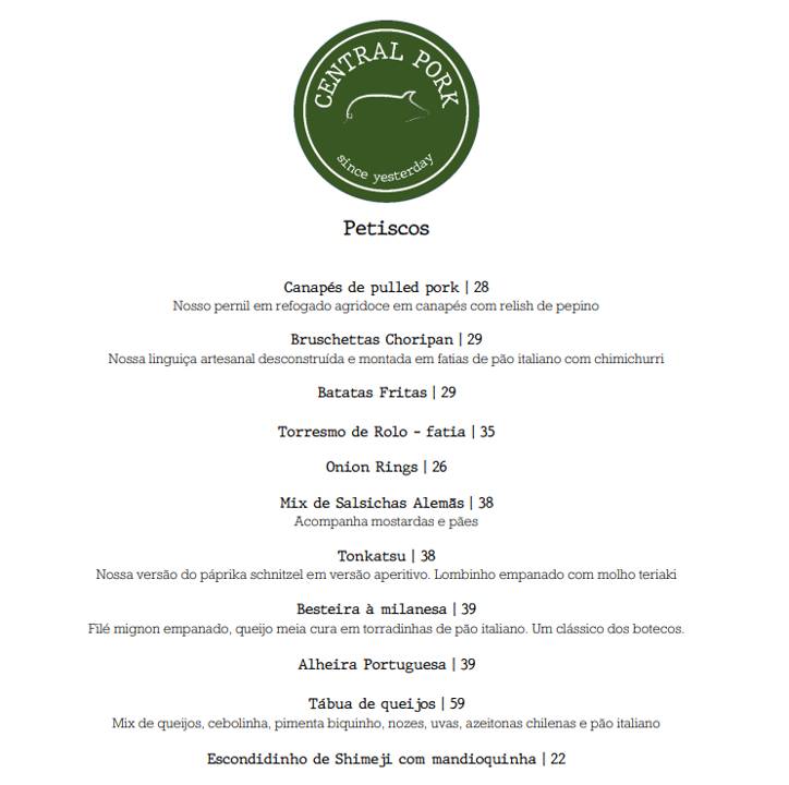 Menu em Central Pork Gastropub, Cotia