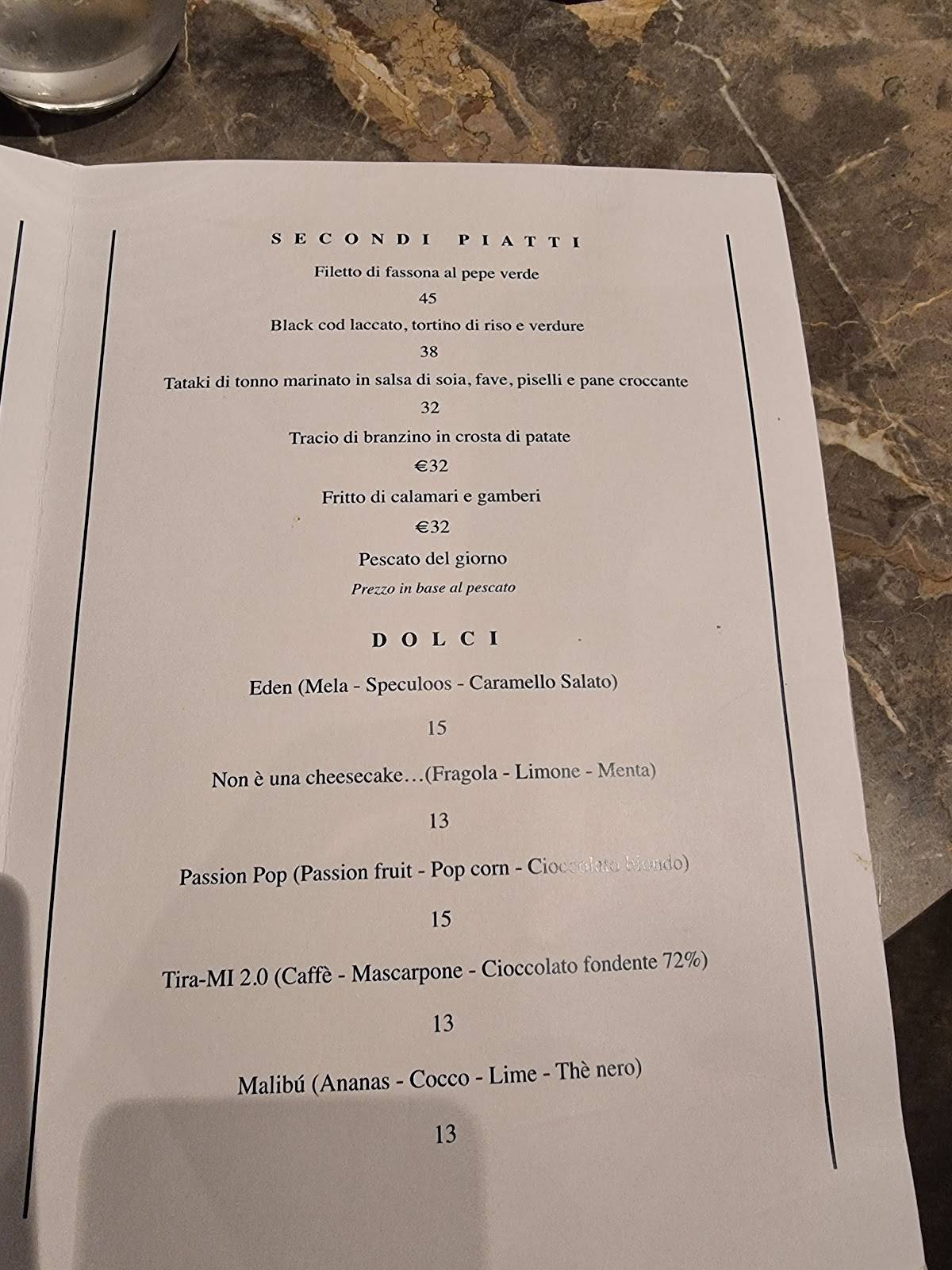 Speisekarte von Cera restaurant, Mailand