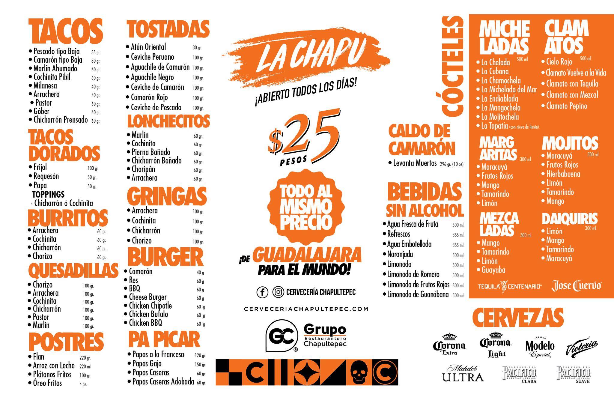 Carta del pub y bar Cerveceria Chapultepec monterrey, Monterrey, Paseo ...