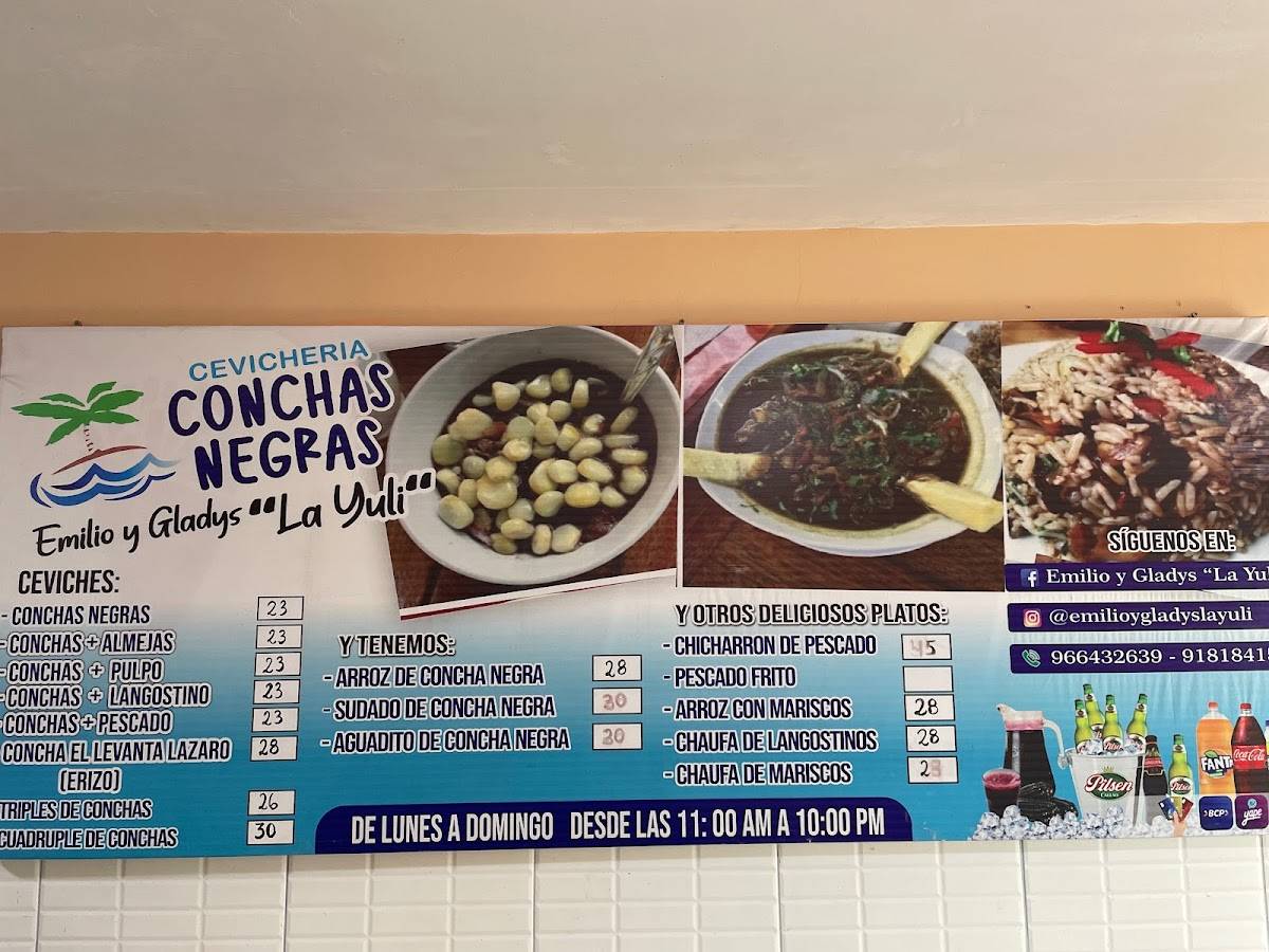 Menu at Cevicheria de conchas negras “La Yuli” restaurant, Los Olivos