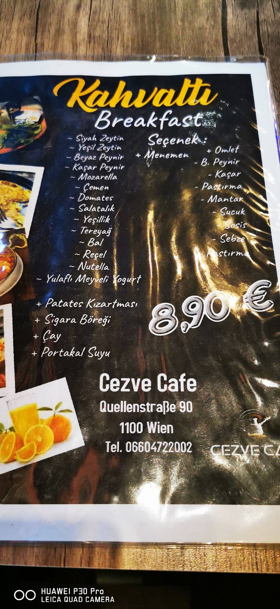 Speisekarte von Cezve Cafe, Wien