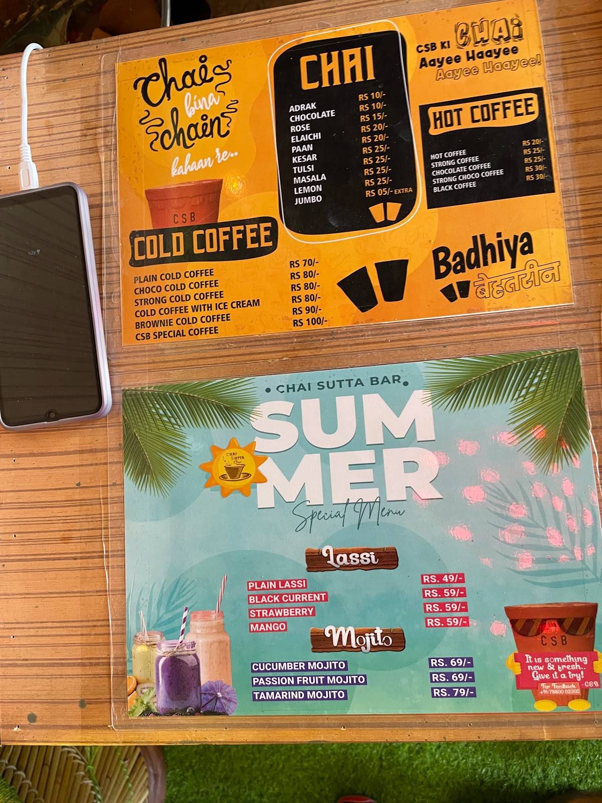 Menu at Chai sutta bar - CSB - Vrindavan, Vrindavan
