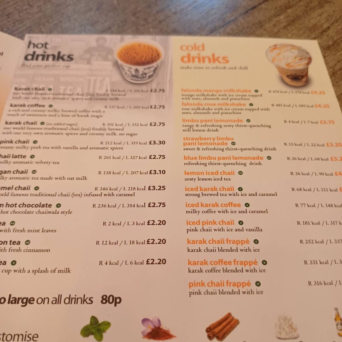 Menu at Chaiiwala cafe, Blackburn