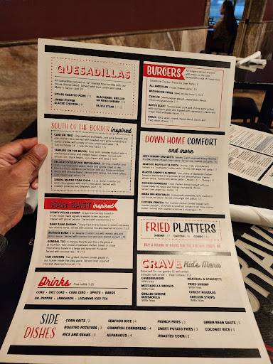 Menu at Crave restaurant, Meraux