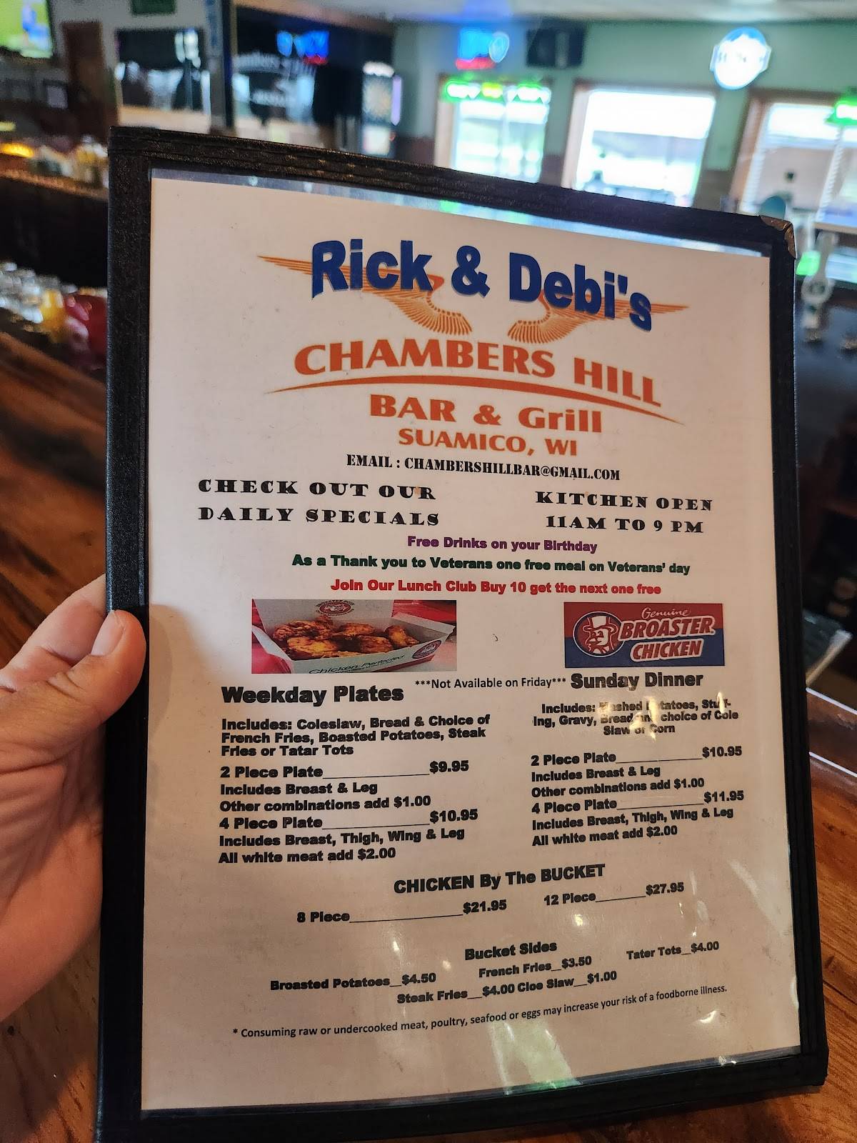 Menu at Chambers Hill pub & bar, Green Bay
