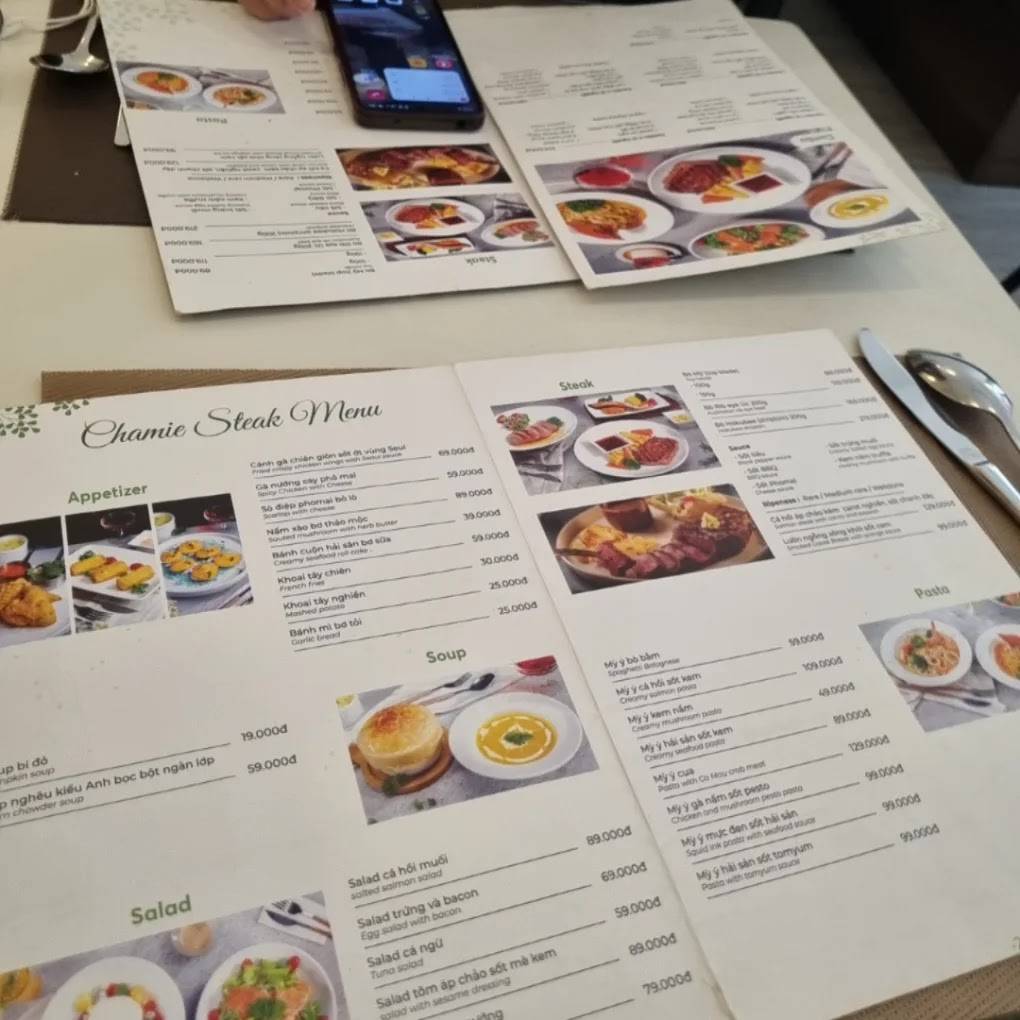 Menu at Chamie Steak restaurant, Ho Chi Minh City, 58/3 Phạm Ngọc Thạch