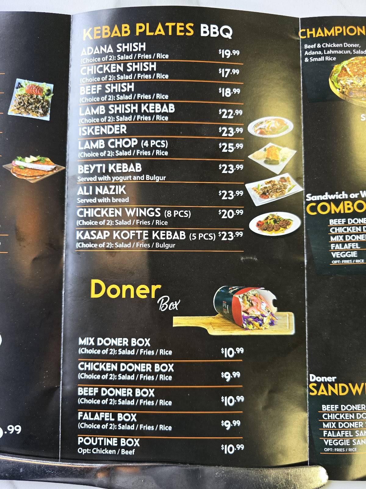 Menu at Champion Döner desserts, Mississauga, Dixie Rd