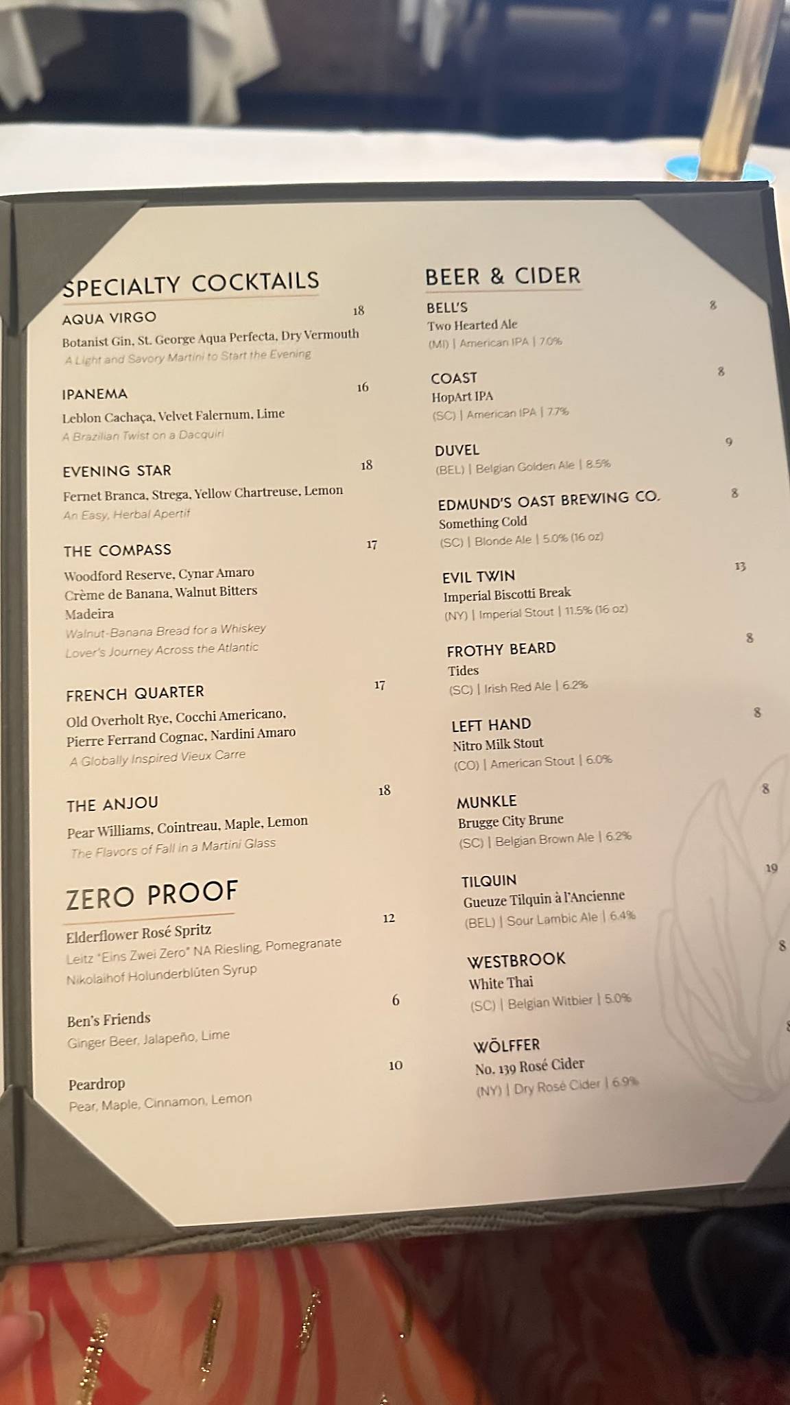 Menu at Charleston Grill pub & bar, Charleston