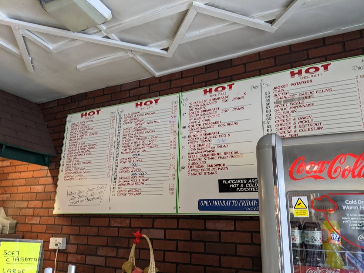 Menu at Charlie's Sarni Bar, Pudsey