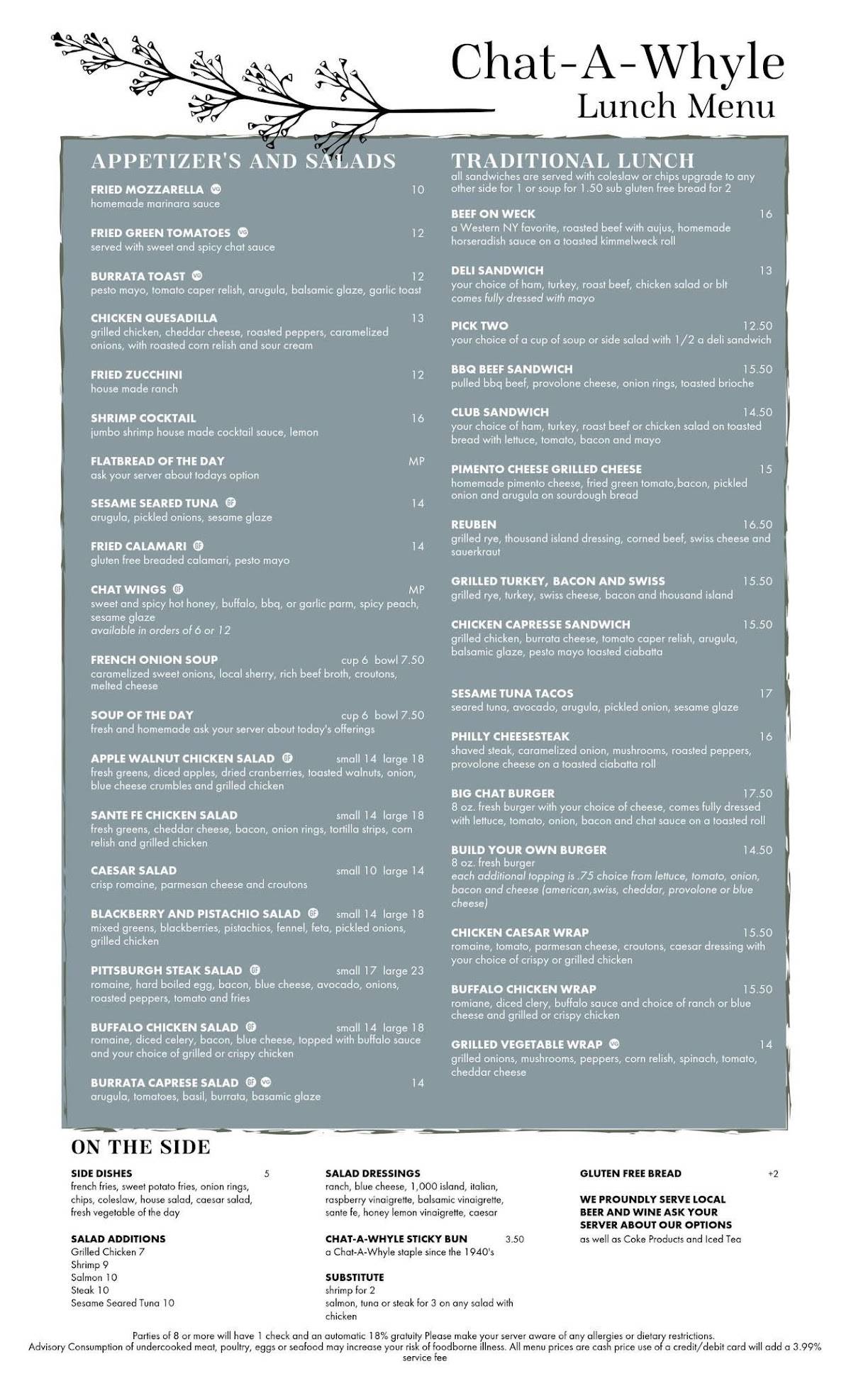 Menu at Chat-A-Whyle Restaurant, Bath