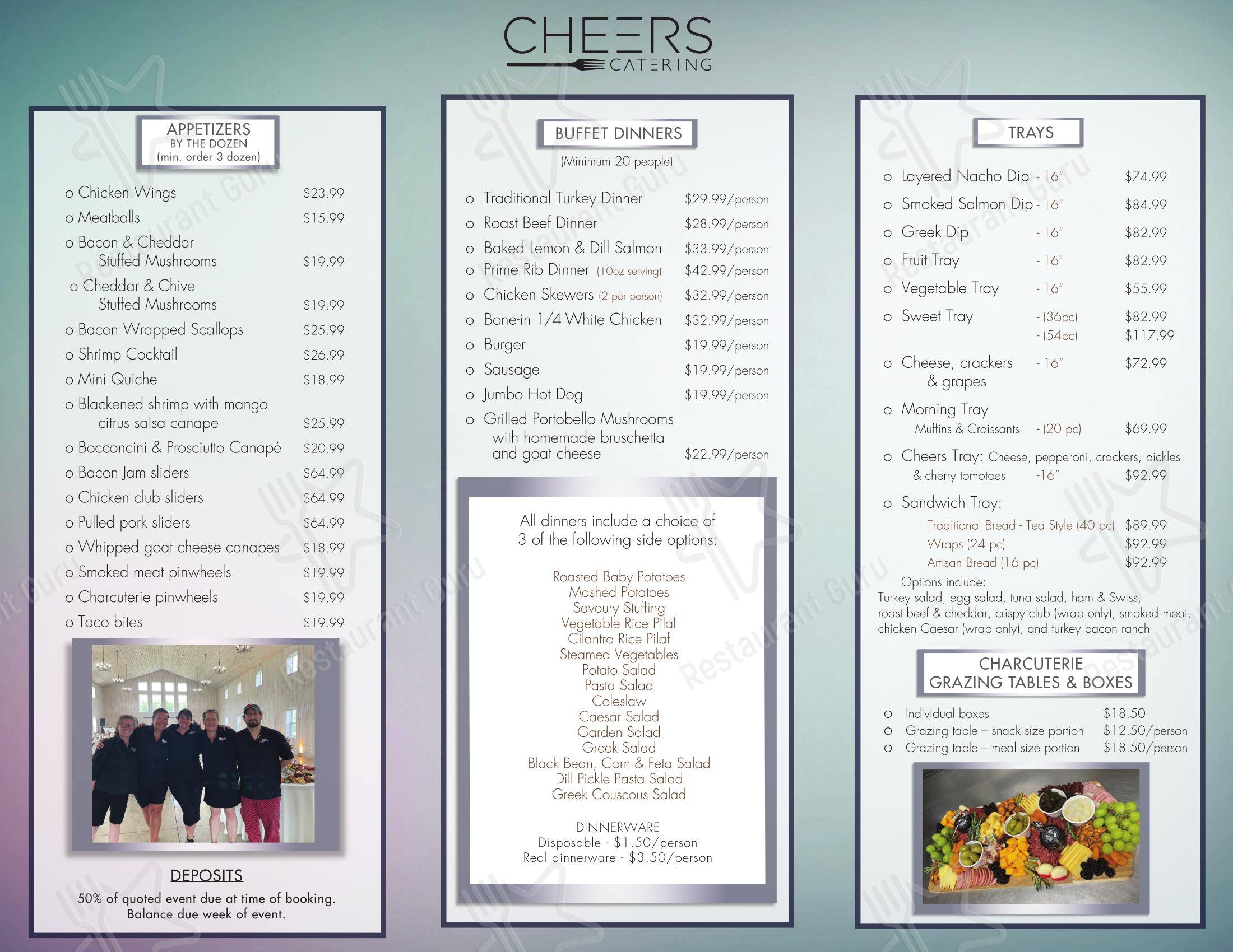 Menu at Cheers Beverage Room & Catering pub & bar, Moncton