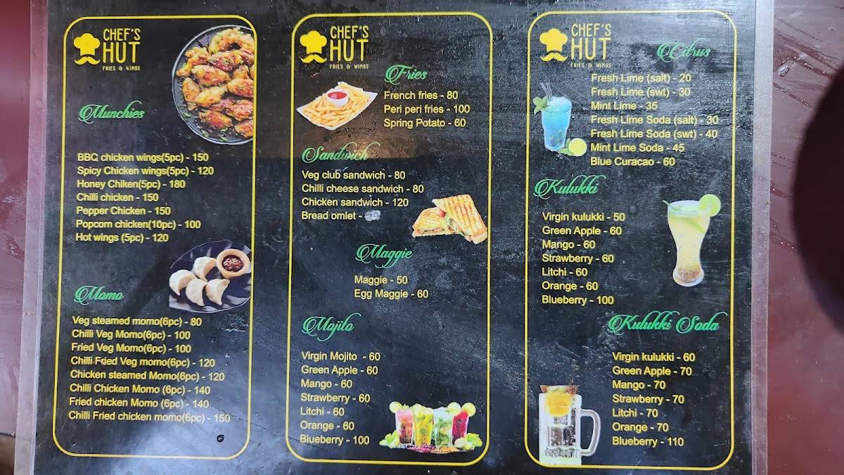 Menu at Chef's Hut, Kannan Devan Hills